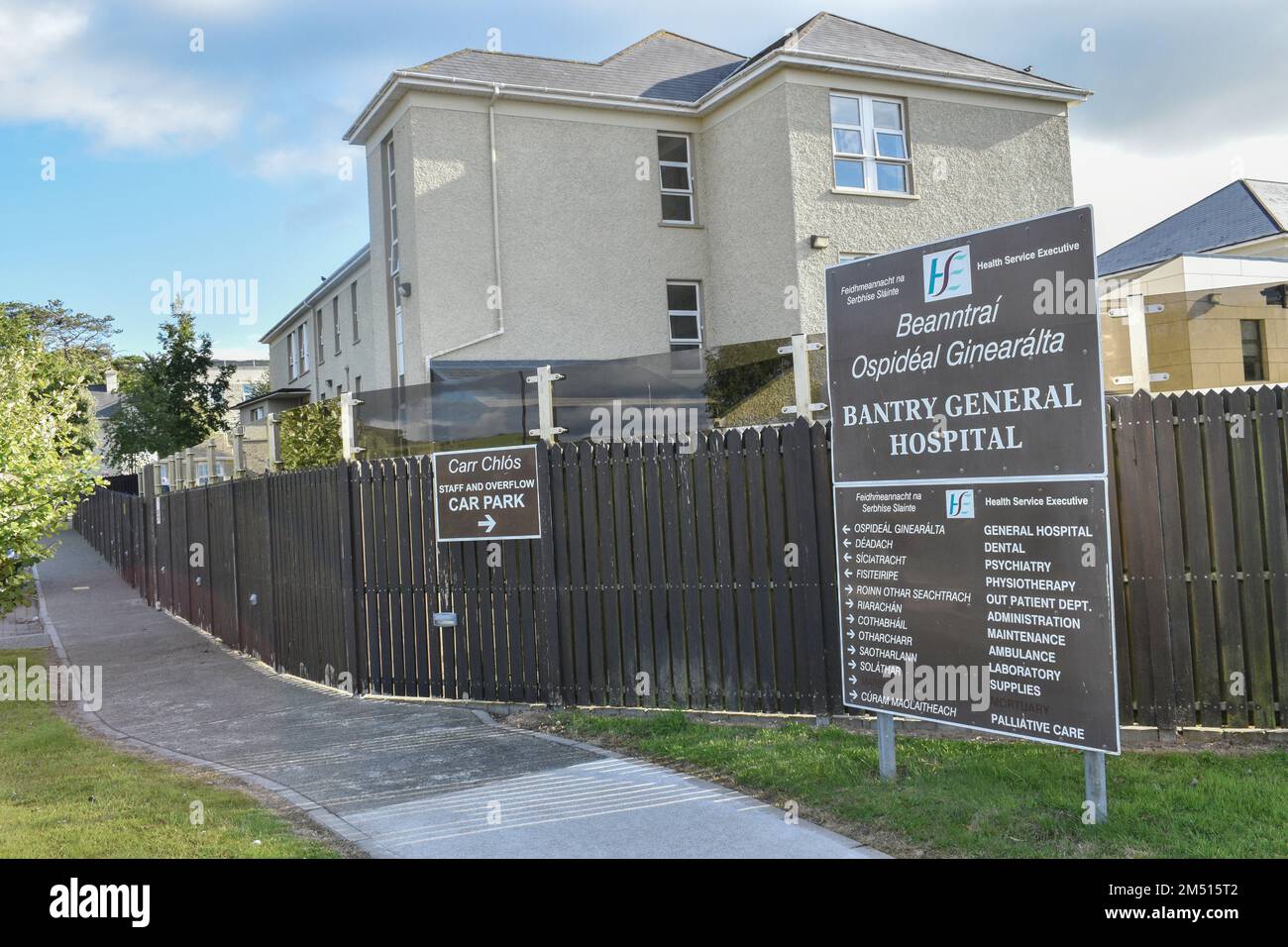 A scenic view of the entrance sign of the Bantry General Hospital Stock ...