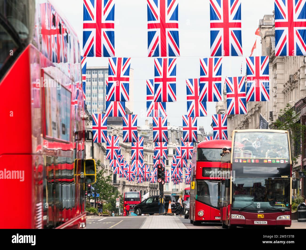 Union Jack flags on Regent Street, London, England Stock Photo - Alamy