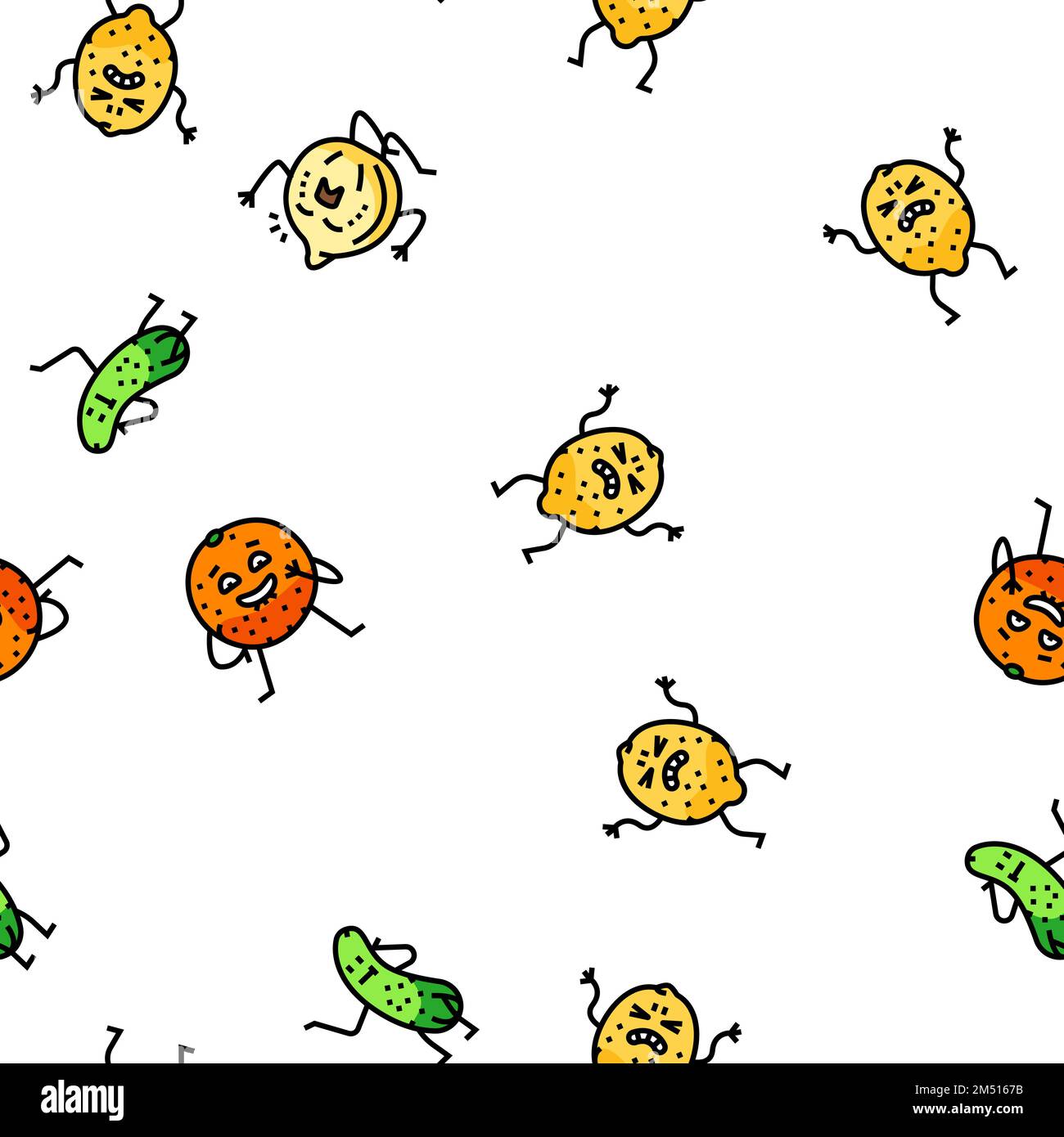 fruit character funny food vector seamless pattern Stock Vector Image ...