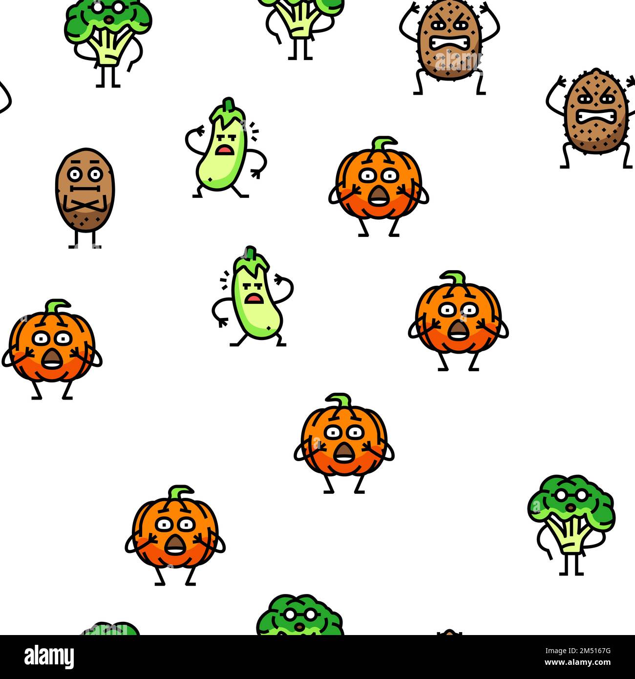 fruit character funny food vector seamless pattern Stock Vector Image ...