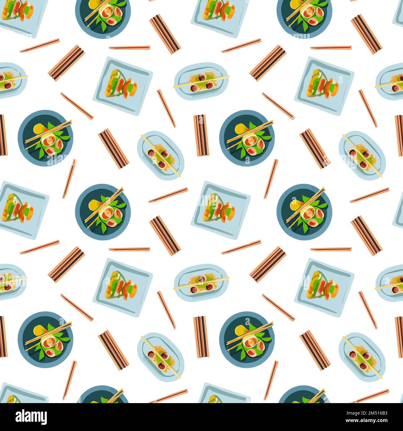 Seamless Japanese food pattern, asian kitchen background Stock Vector ...