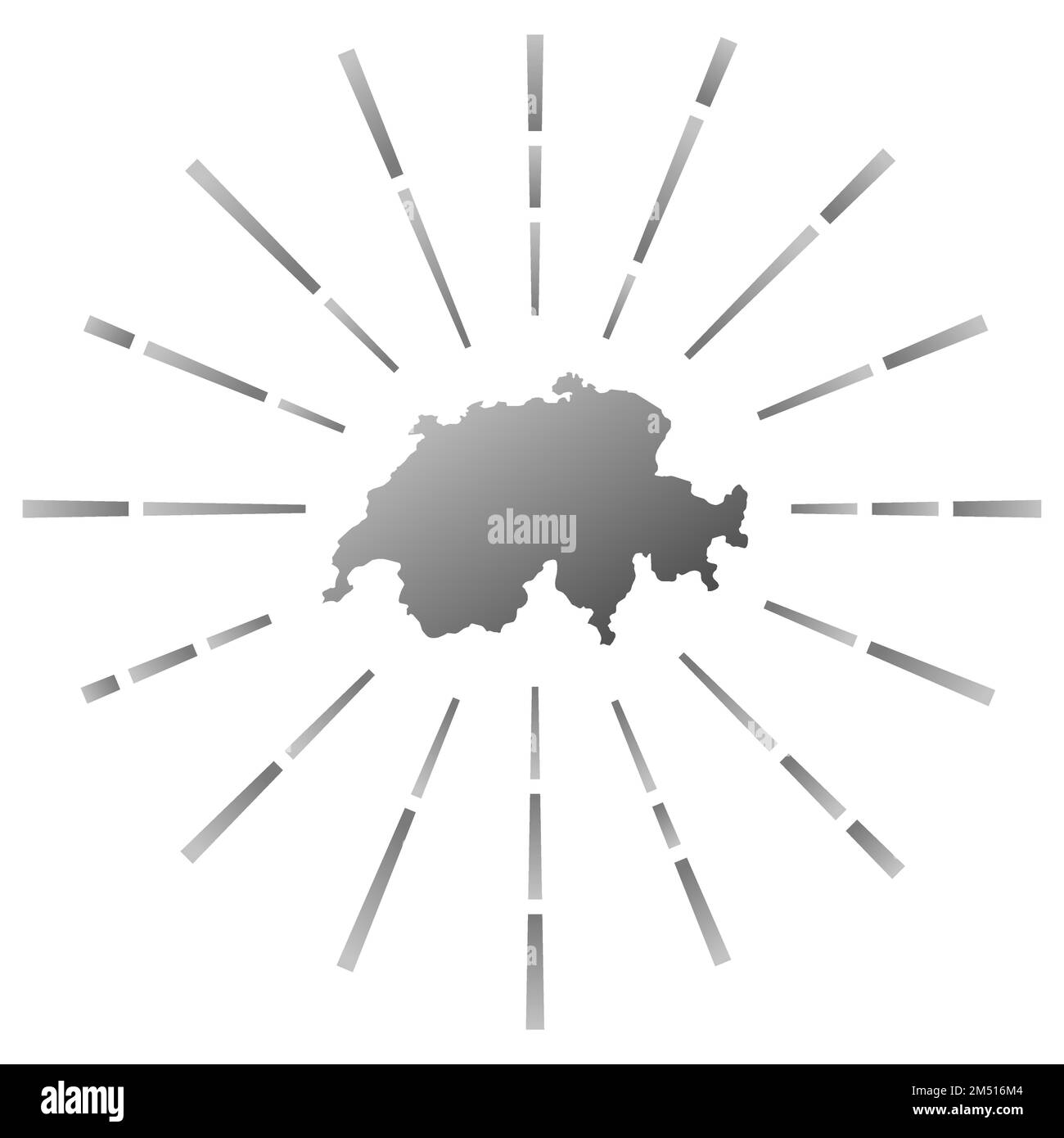 Switzerland gradiented sunburst. Map of the country with colorful star ...