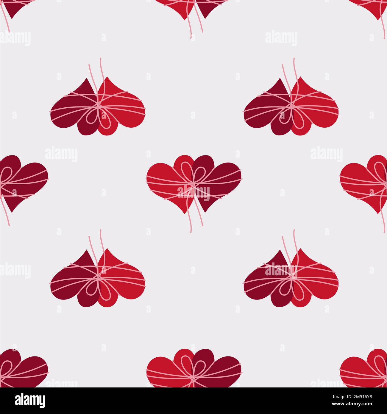 Seamless pattern with two tied hearts. Simple vector illustration in ...