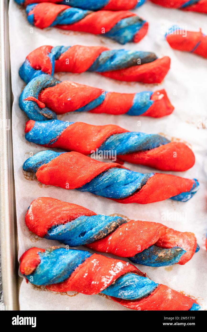 Patriotic cinnamon twists Stock Photo - Alamy