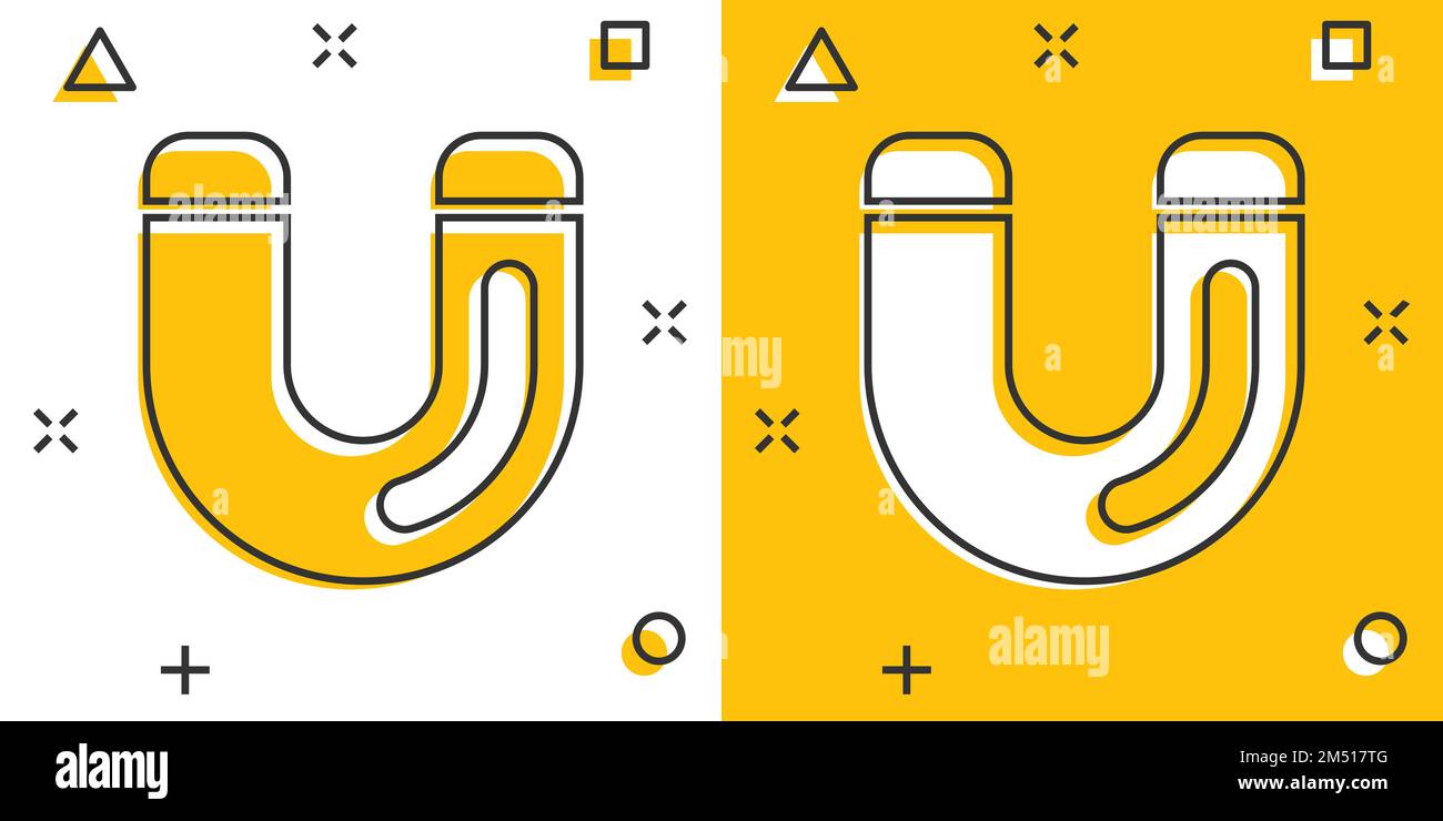 Magnet icon in comic style. Attract cartoon vector illustration on ...
