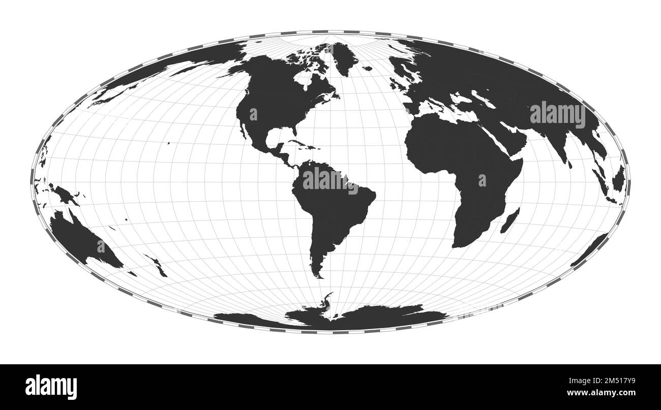 Vector world map. Hammer projection. Plain world geographical map with ...