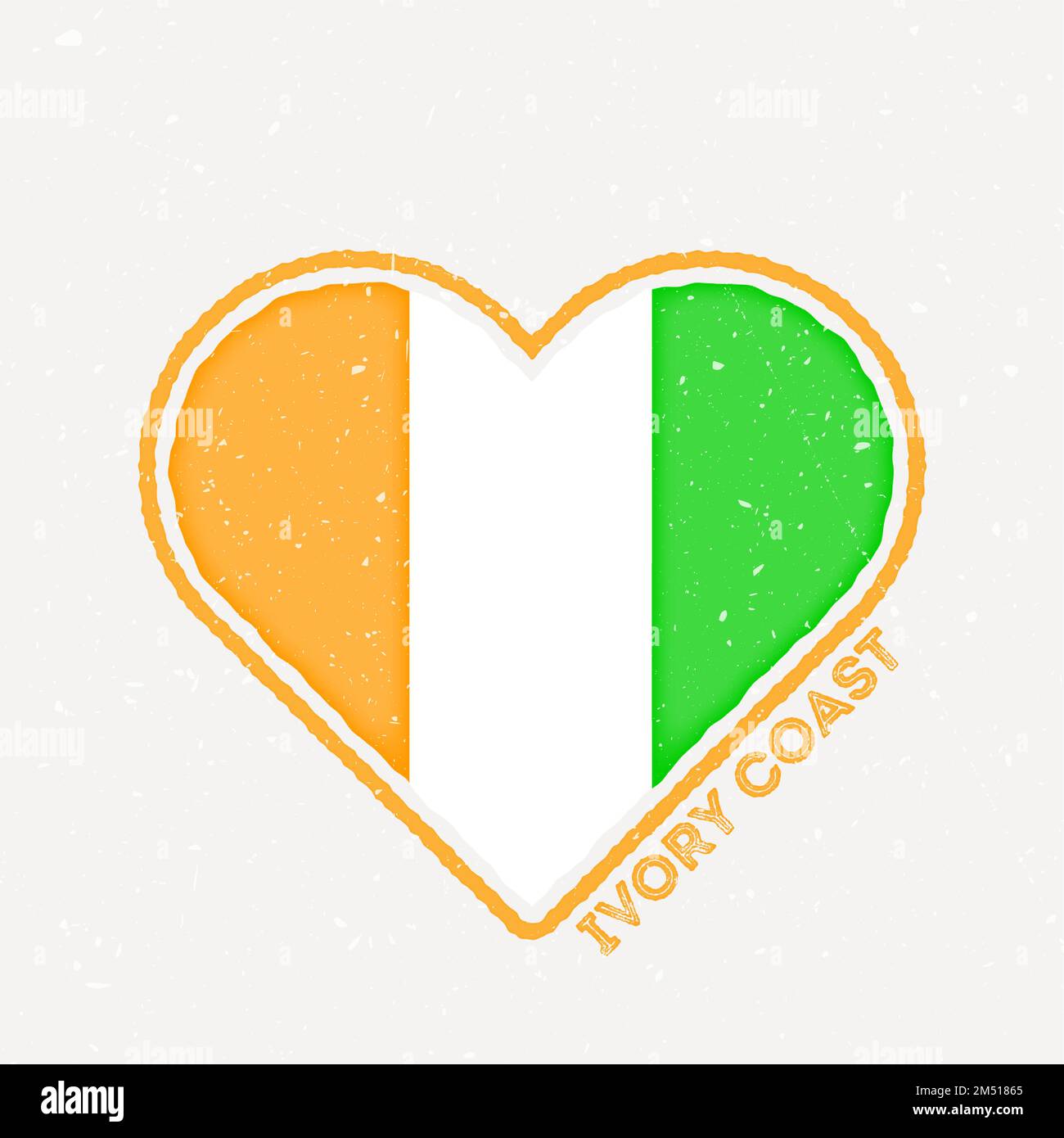 Ivory Coast Heart Flag Badge Ivory Coast Logo With Grunge Texture