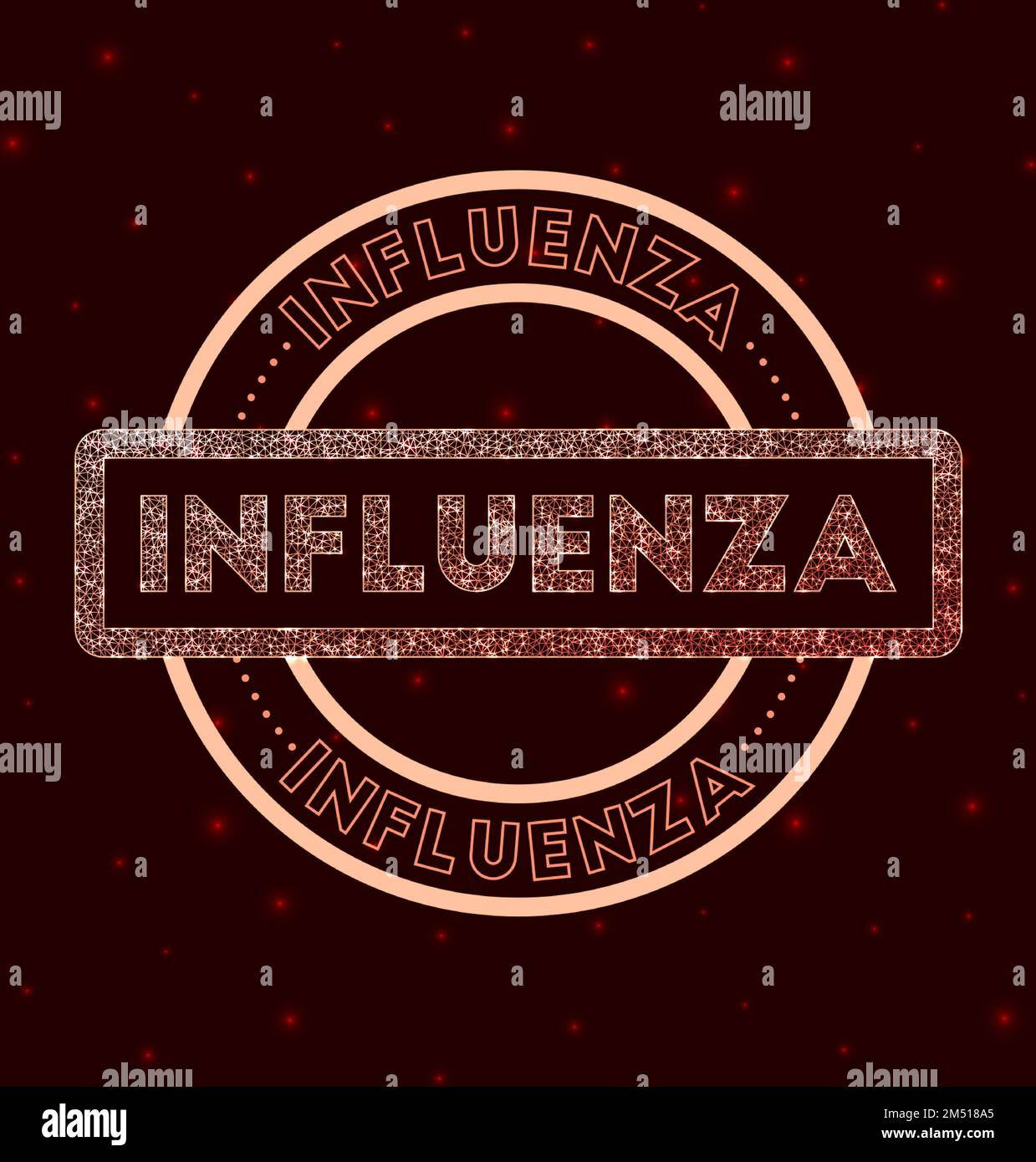 Influenza badge. Glowing geometric round influenza sign. Vector ...