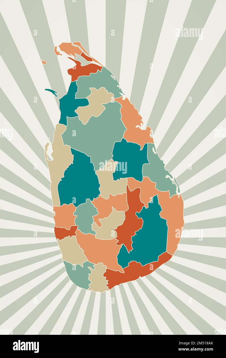 Sri Lanka map. Poster with map of the country in retro color palette ...