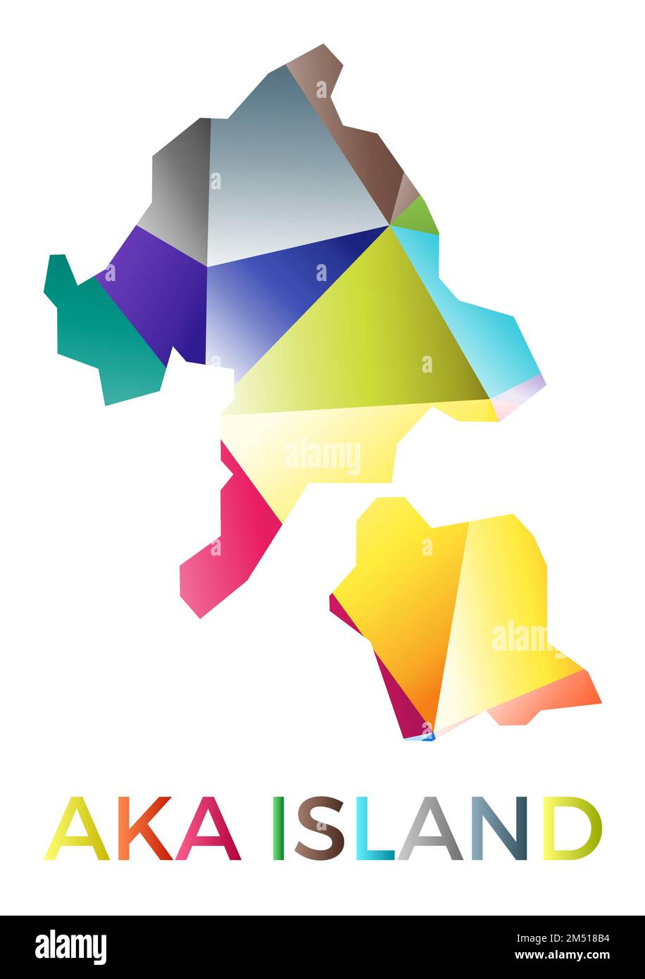 Bright colored Aka Island shape. Multicolor geometric style island logo ...