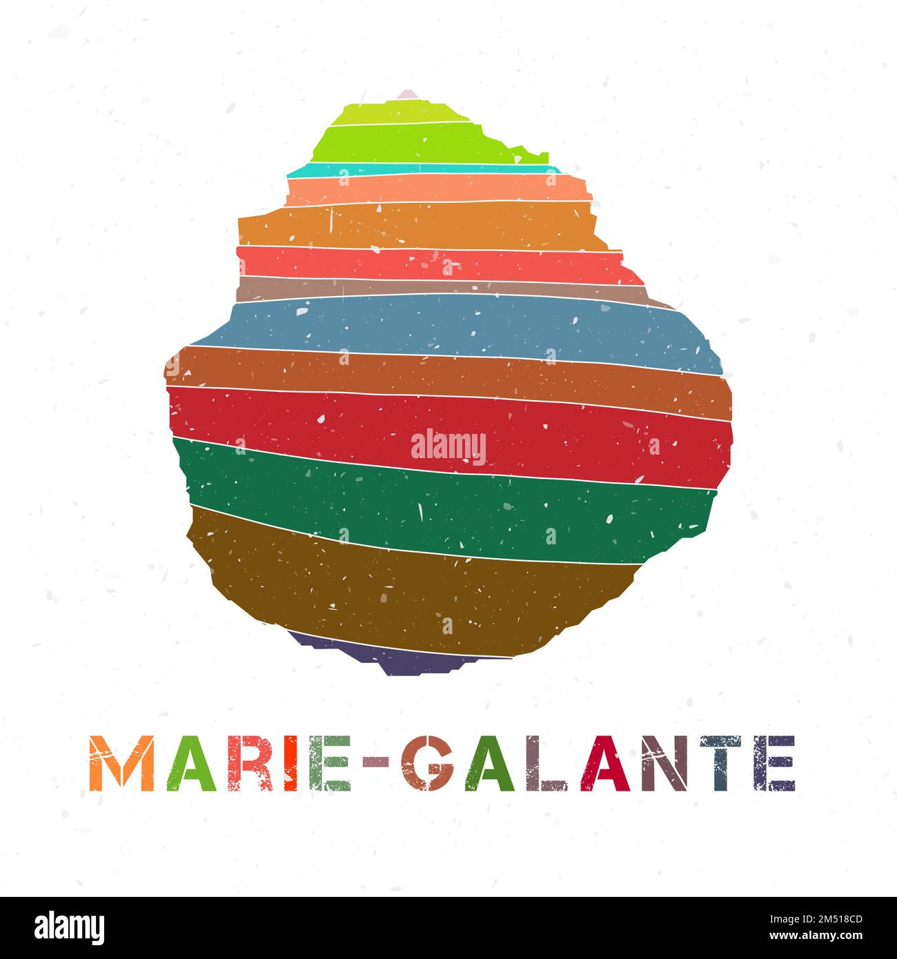 Marie-Galante map design. Shape of the island with beautiful geometric ...