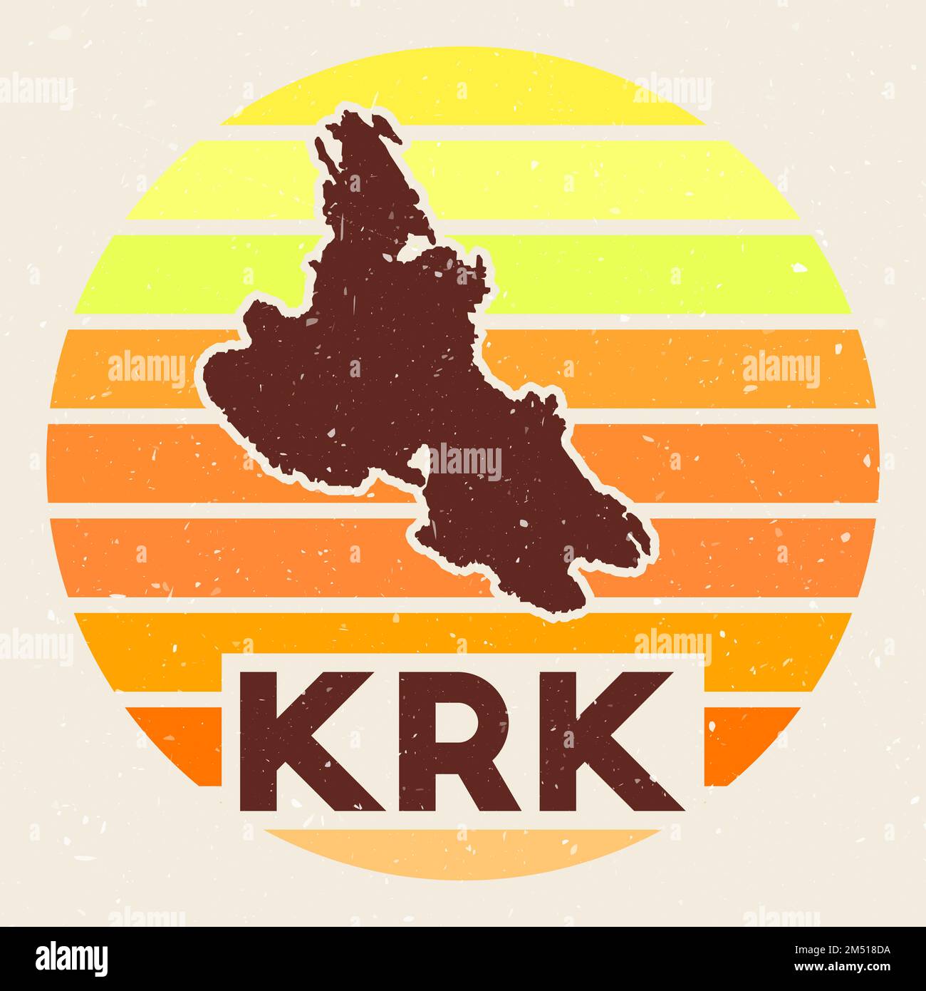 Krk logo. Sign with the map of the island and colored stripes, vector ...