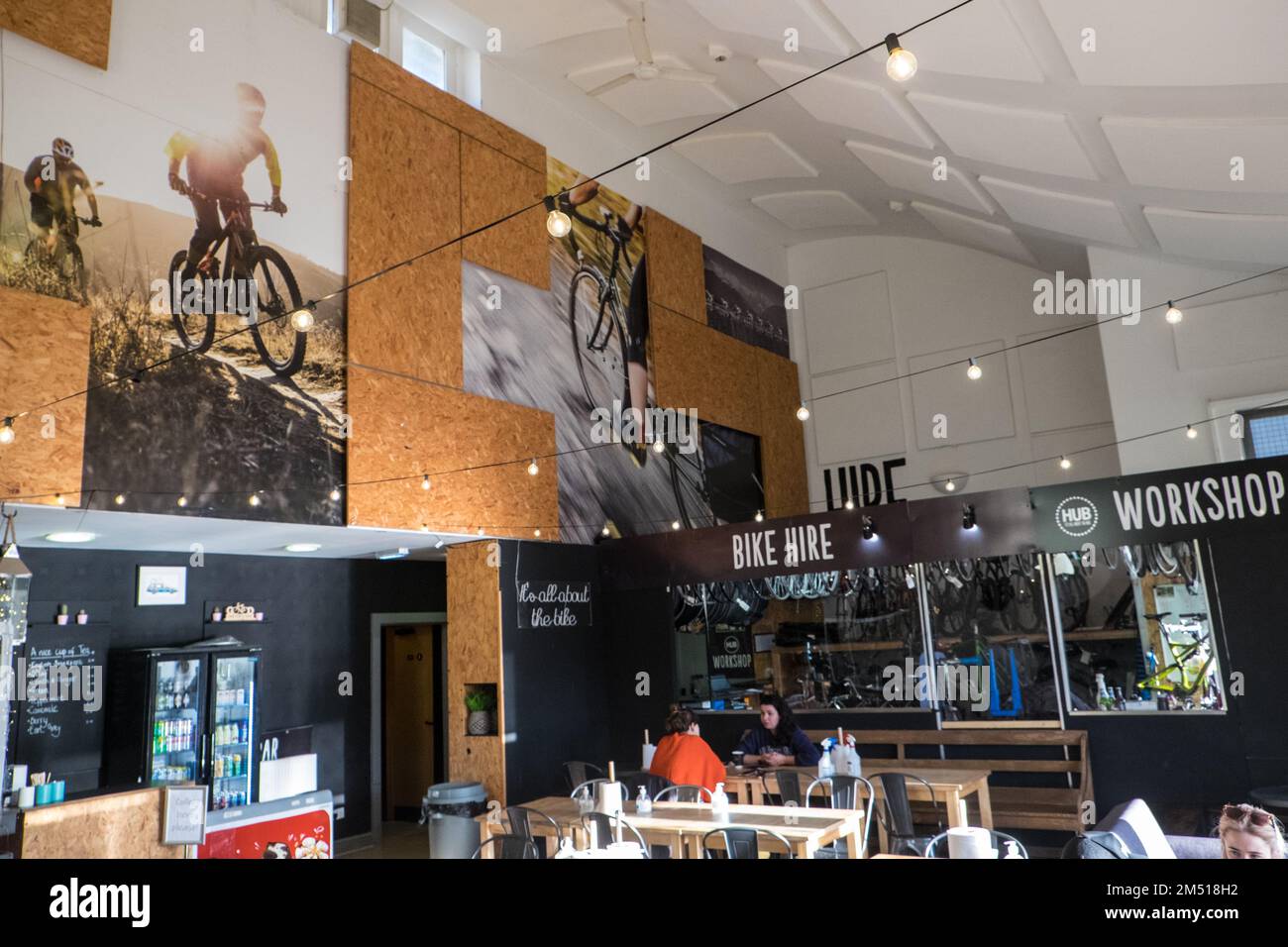 Modern bicycle and accessories shop with repair hi-res stock ...