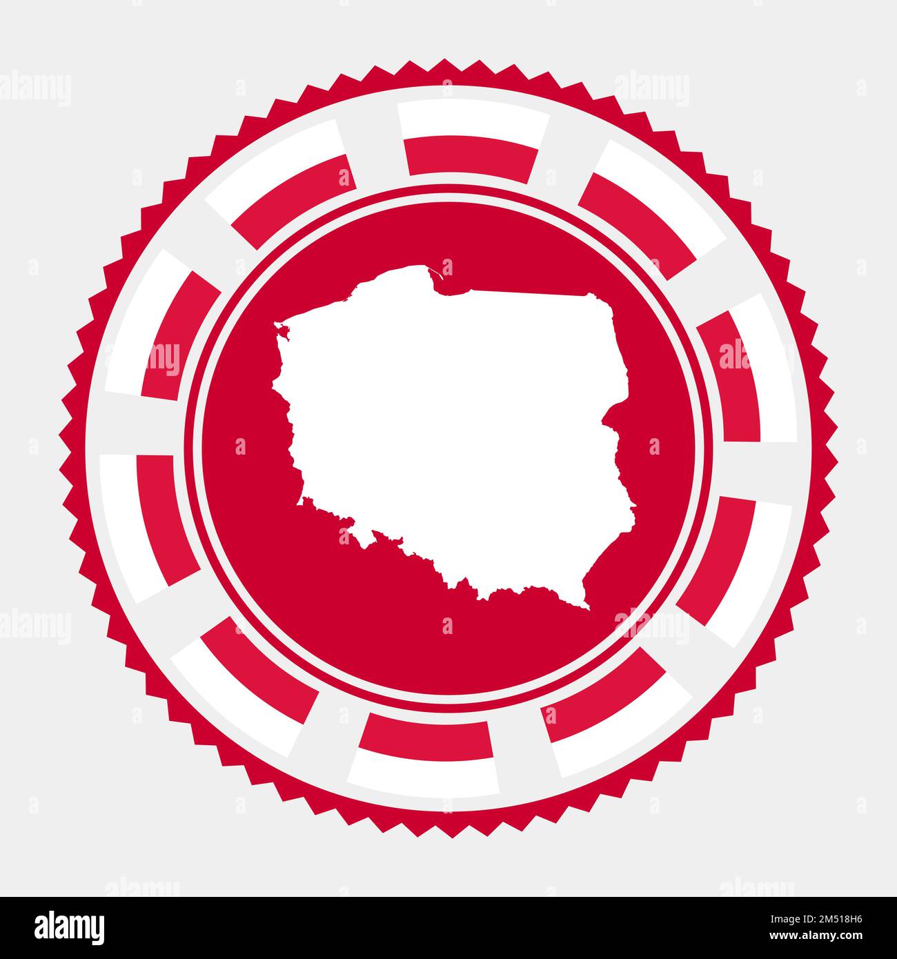 Poland flat stamp. Round logo with map and flag of Poland. Vector ...
