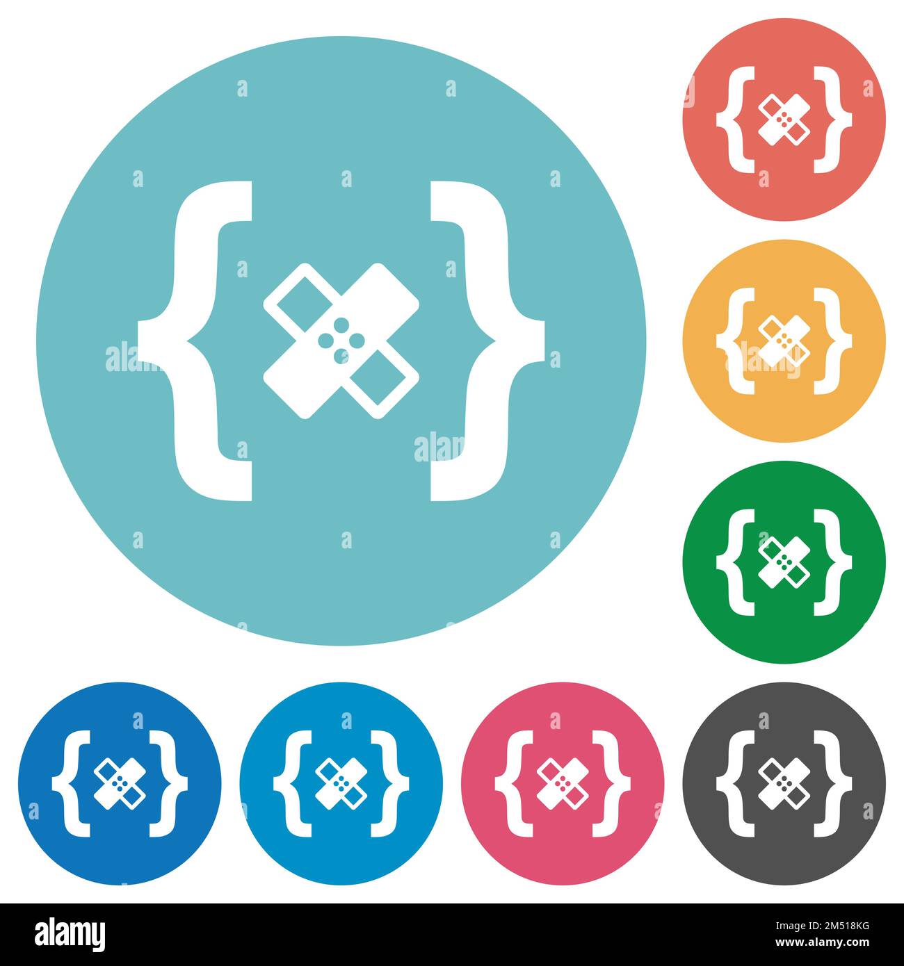 Software patch flat white icons on round color backgrounds Stock Vector ...