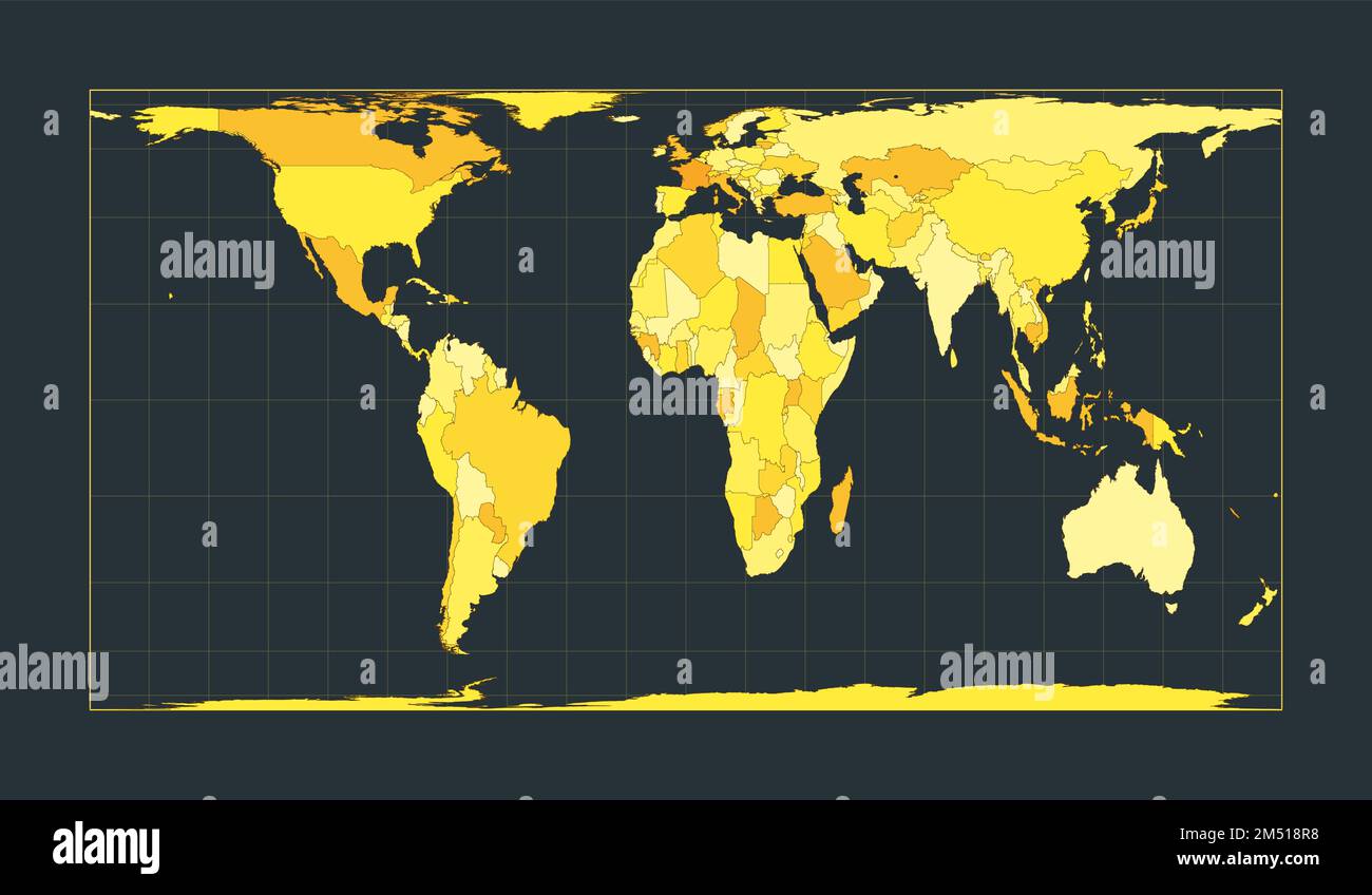 World Map Cylindrical Equal Area Projection Futuristic World Illustration For Your Infographic