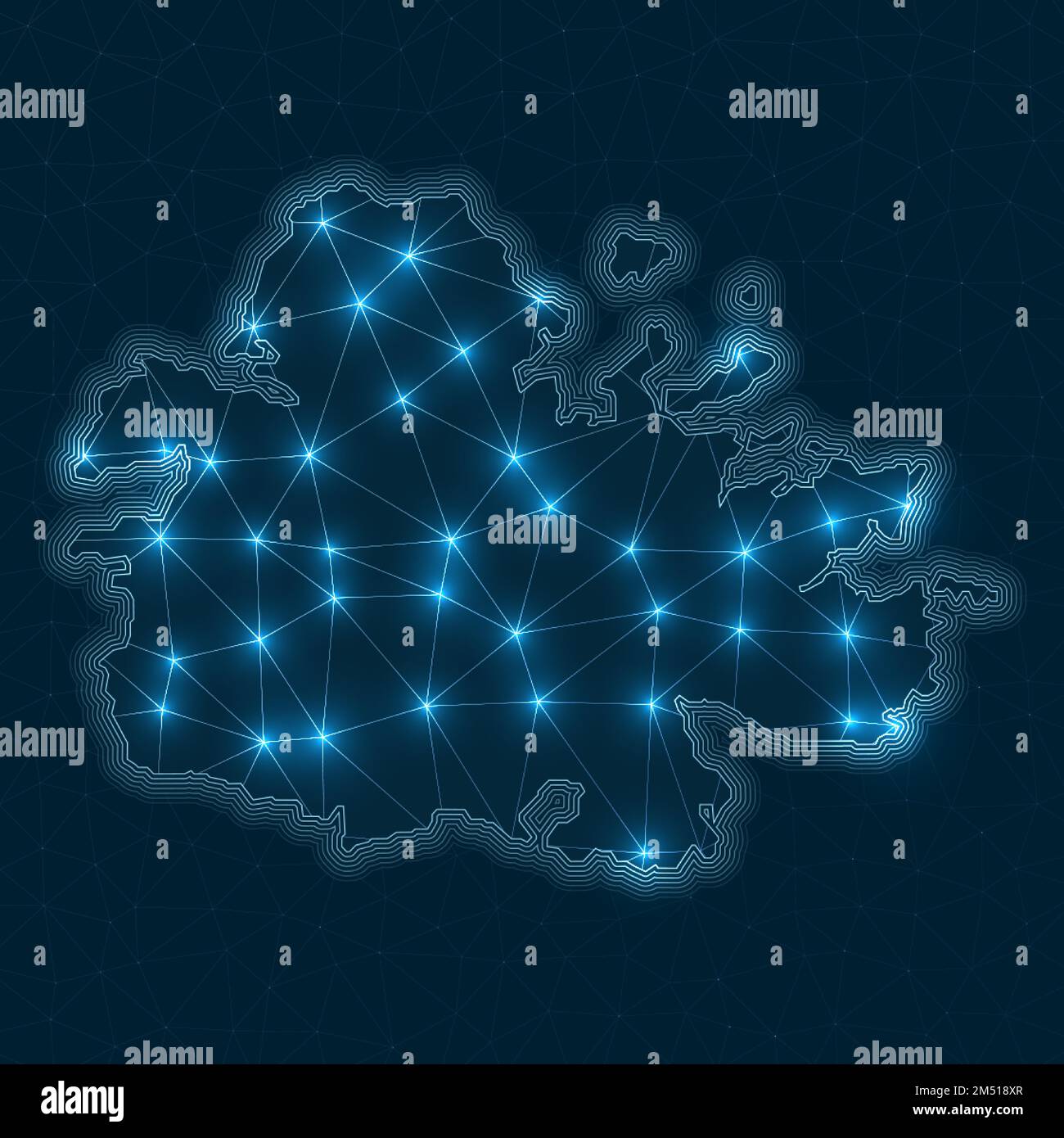 Antigua network map. Abstract geometric map of the island. Digital ...