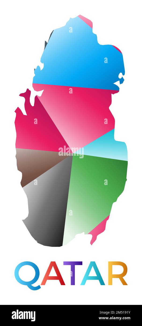 Bright colored Qatar shape. Multicolor geometric style country logo ...