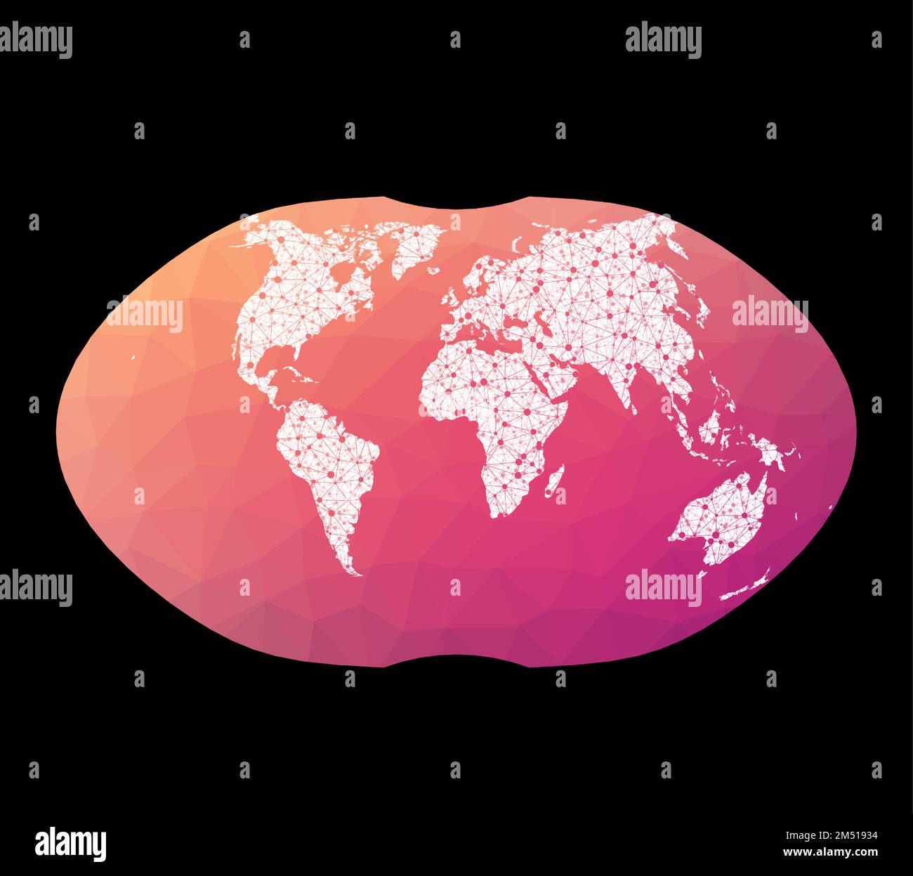 World network map. Ginzburg IV projection. Wired globe in Ginzburg 4 ...