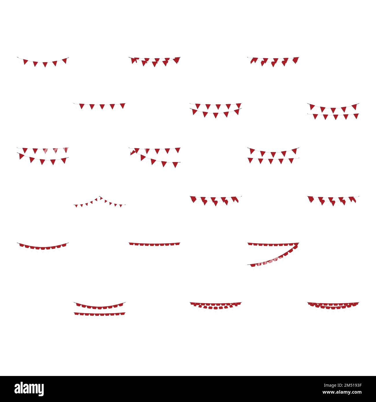 Flags Indonesia Independence Day red white triangle banner pennant line ...