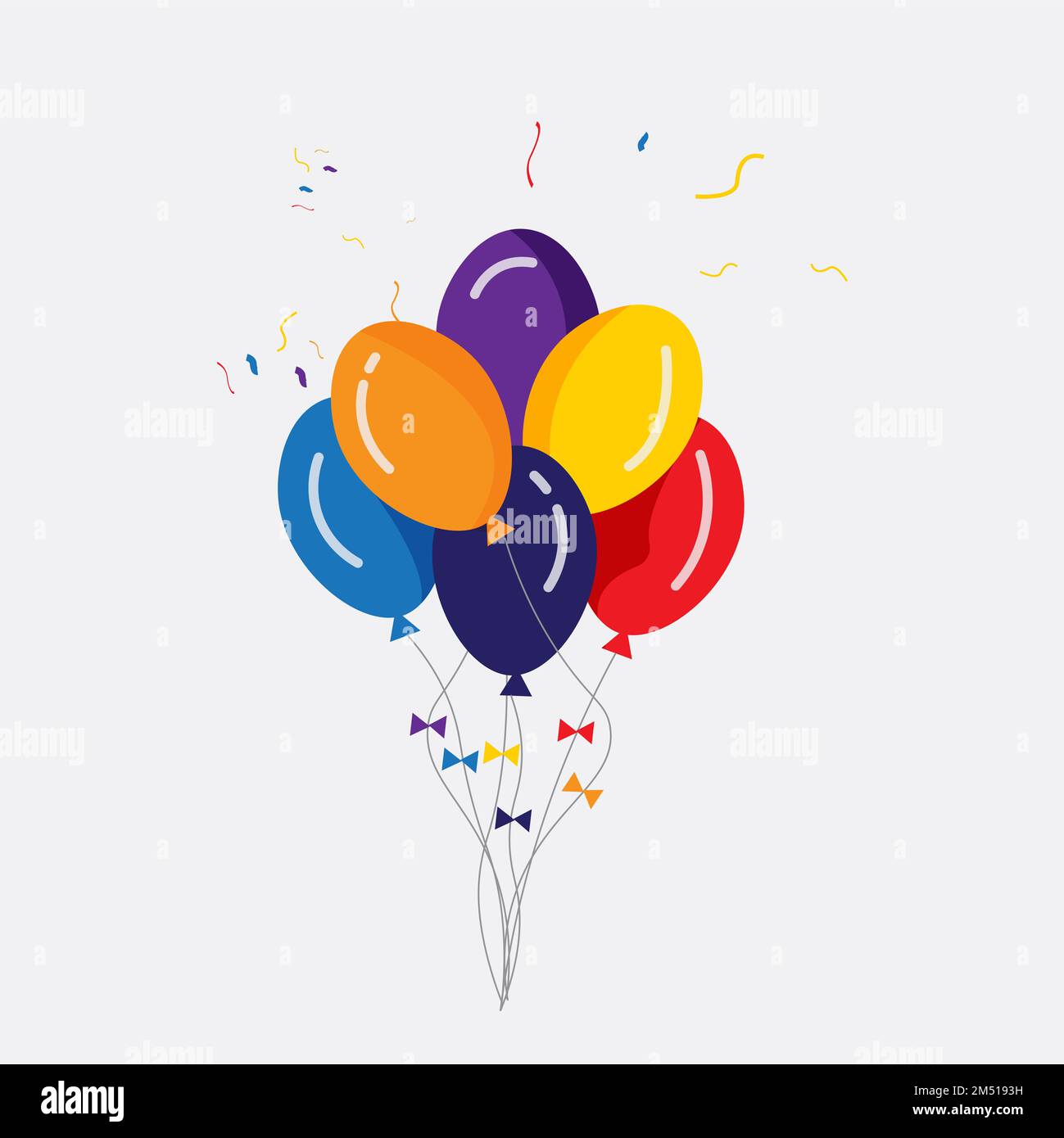 Colorful Balloon vector image Balloon tied with string, balloon party ...