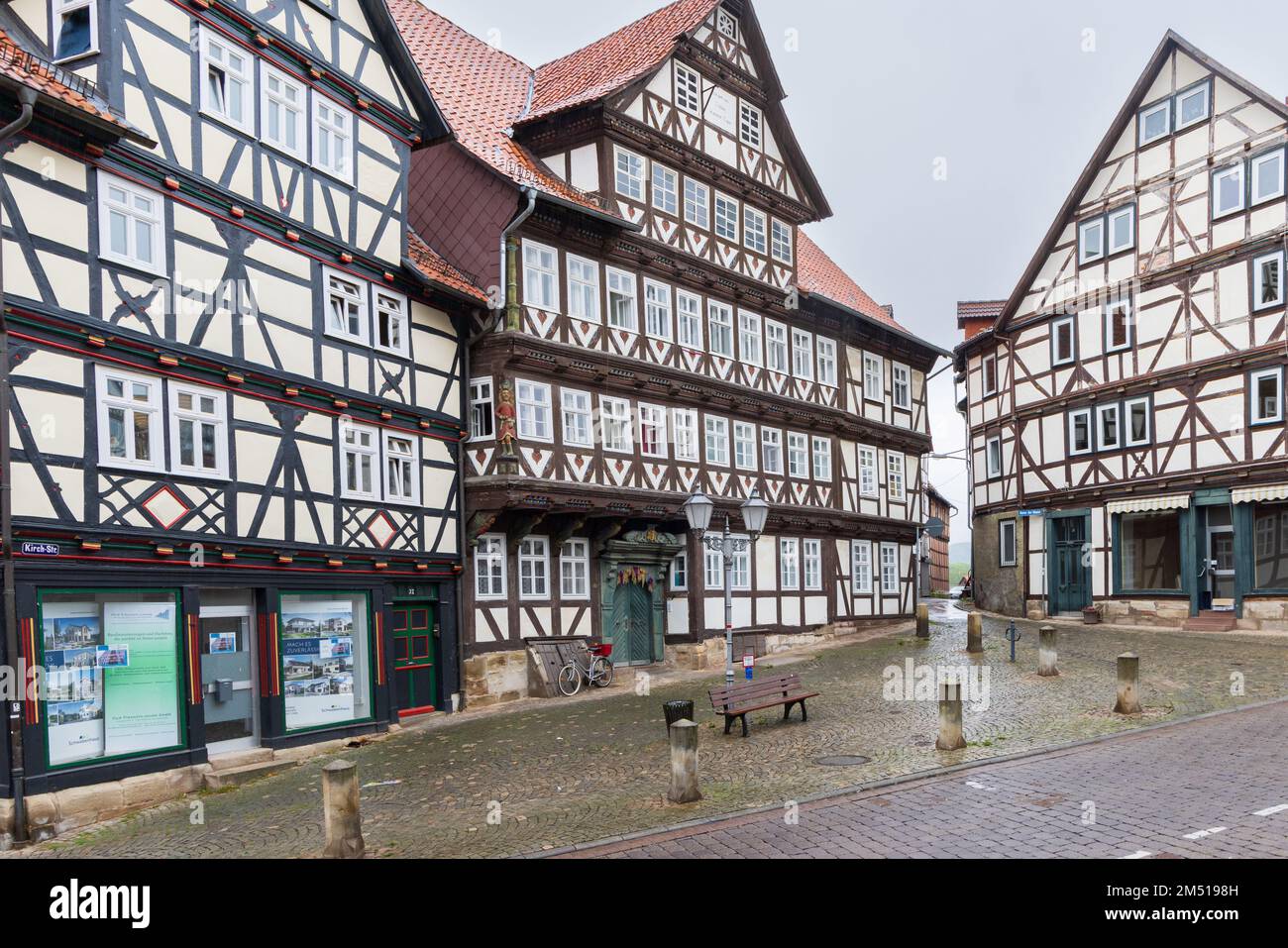 Rapids river Werra and Church historical city Bad Sooden-Allendorf in ...