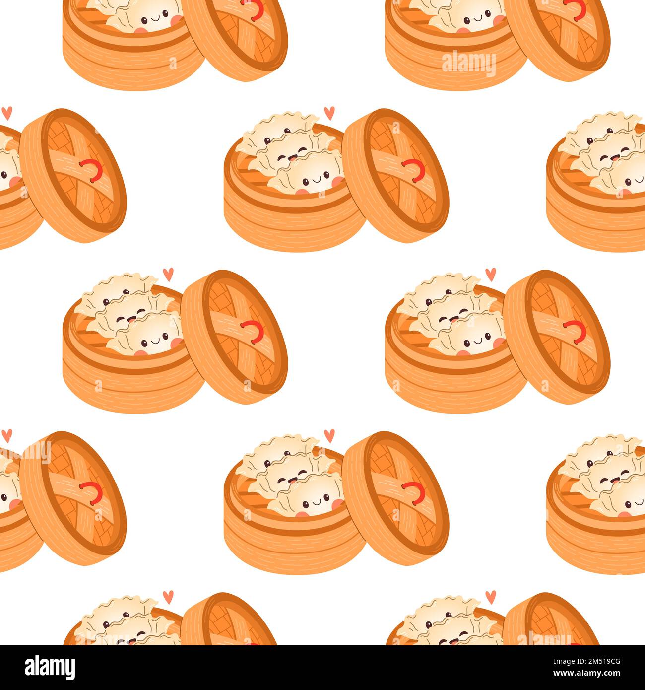 Dumpling and gyoza seamless pattern vector drawing. Traditional ...