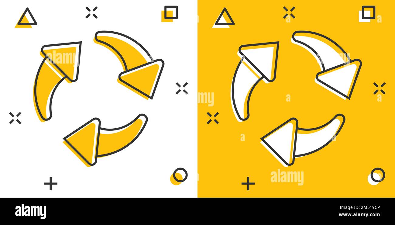 Recycle icon in comic style. Reuse cartoon vector illustration on white ...