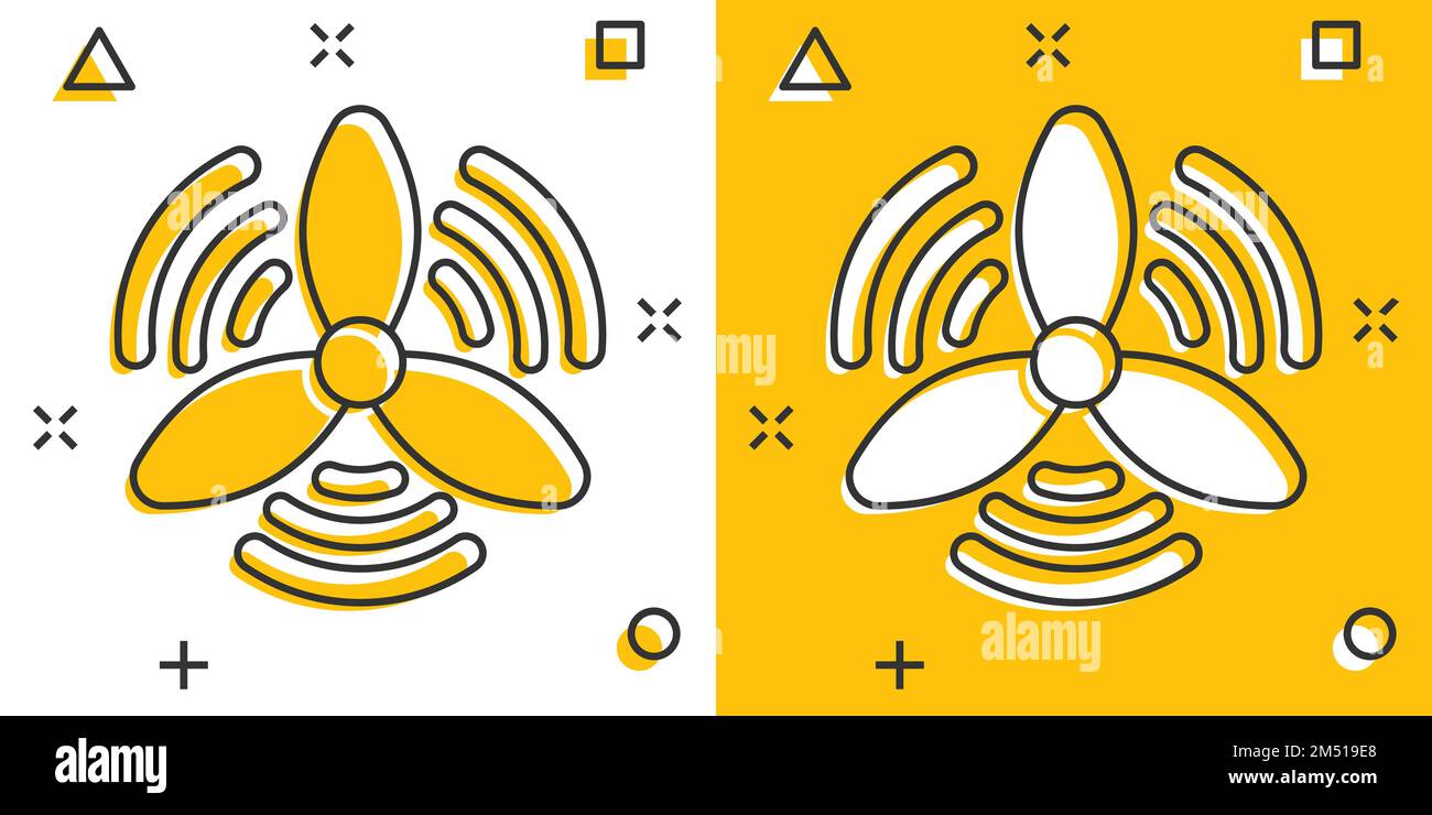 Wind power plant icon in comic style. Turbine cartoon vector ...