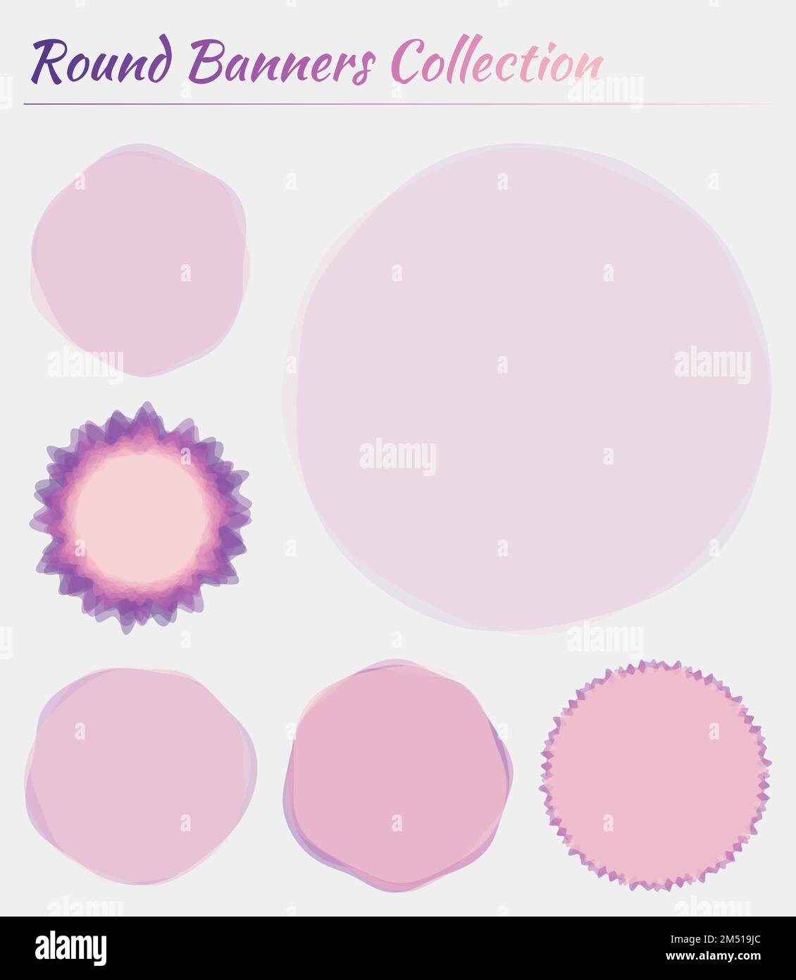 Collection of round shapes. Circular backgrounds in purple and orange ...
