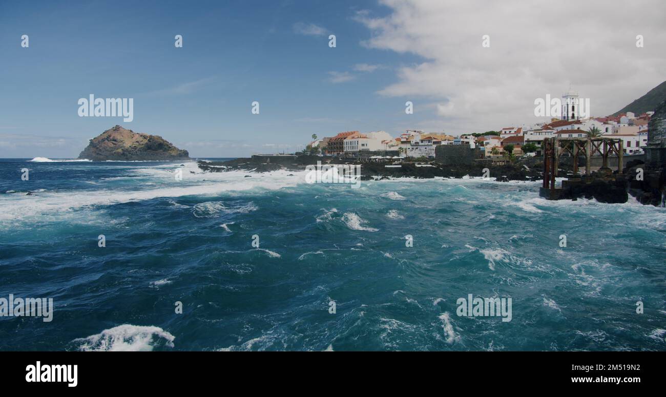 Garachico town and volcanic shore. Tenerife. Canary Islands Stock Photo ...