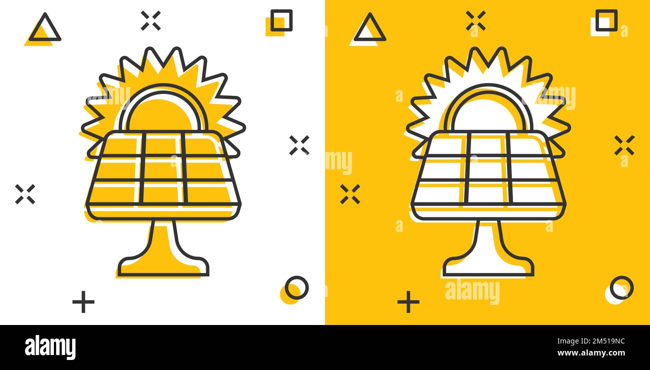 Solar panel icon in comic style. Ecology energy cartoon vector ...
