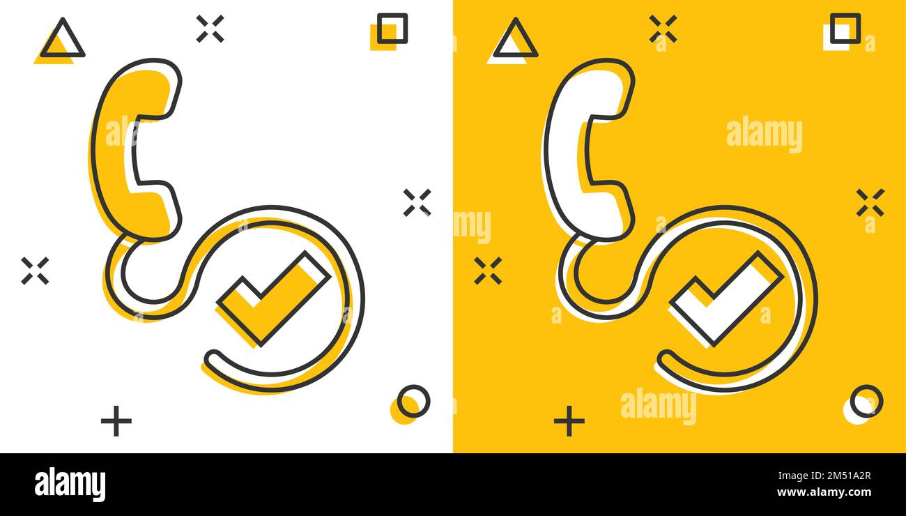 Phone check mark icon in comic style. Smartphone approval cartoon ...