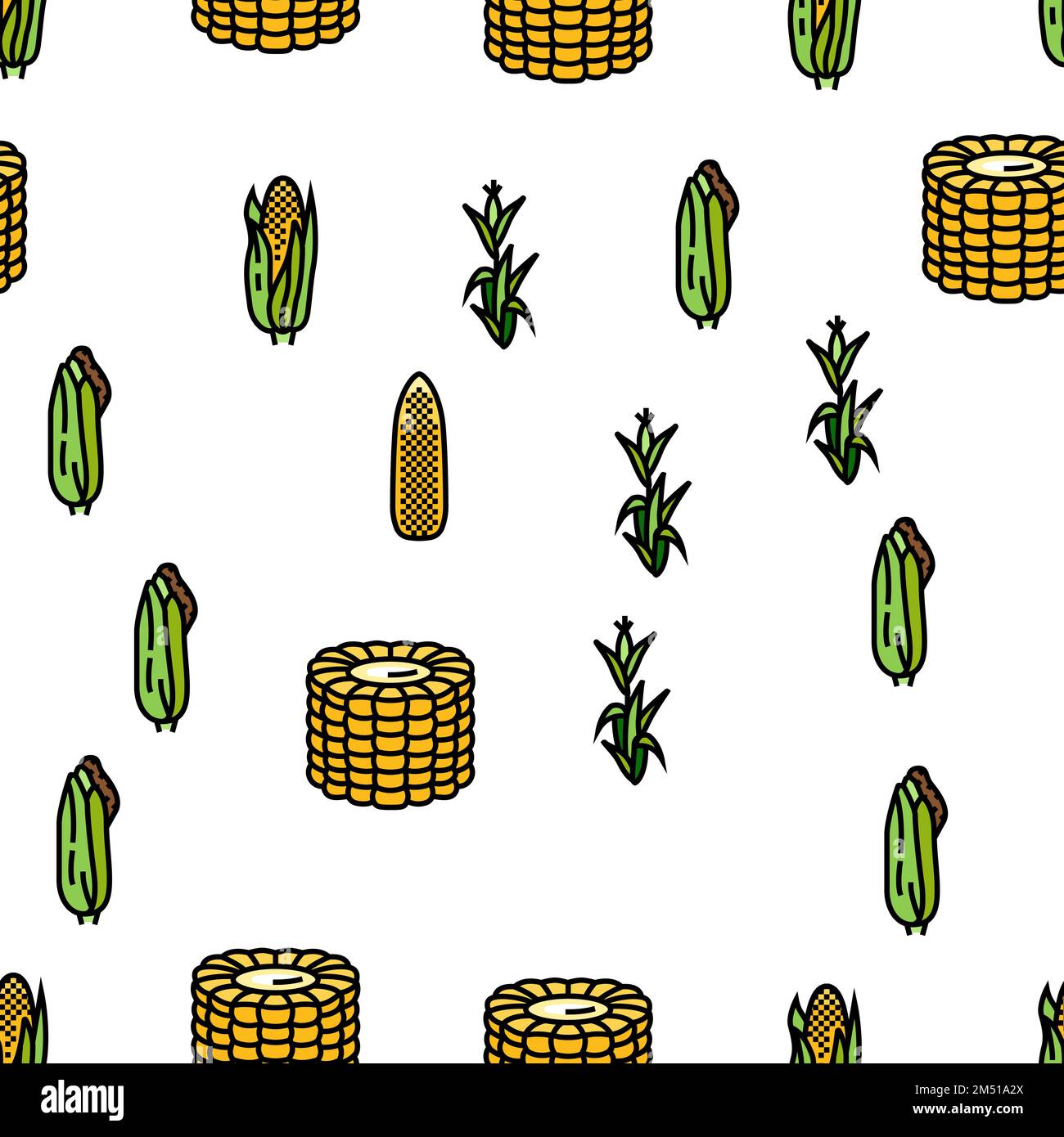 corn maize green, cob sweet vector seamless pattern Stock Vector Image ...