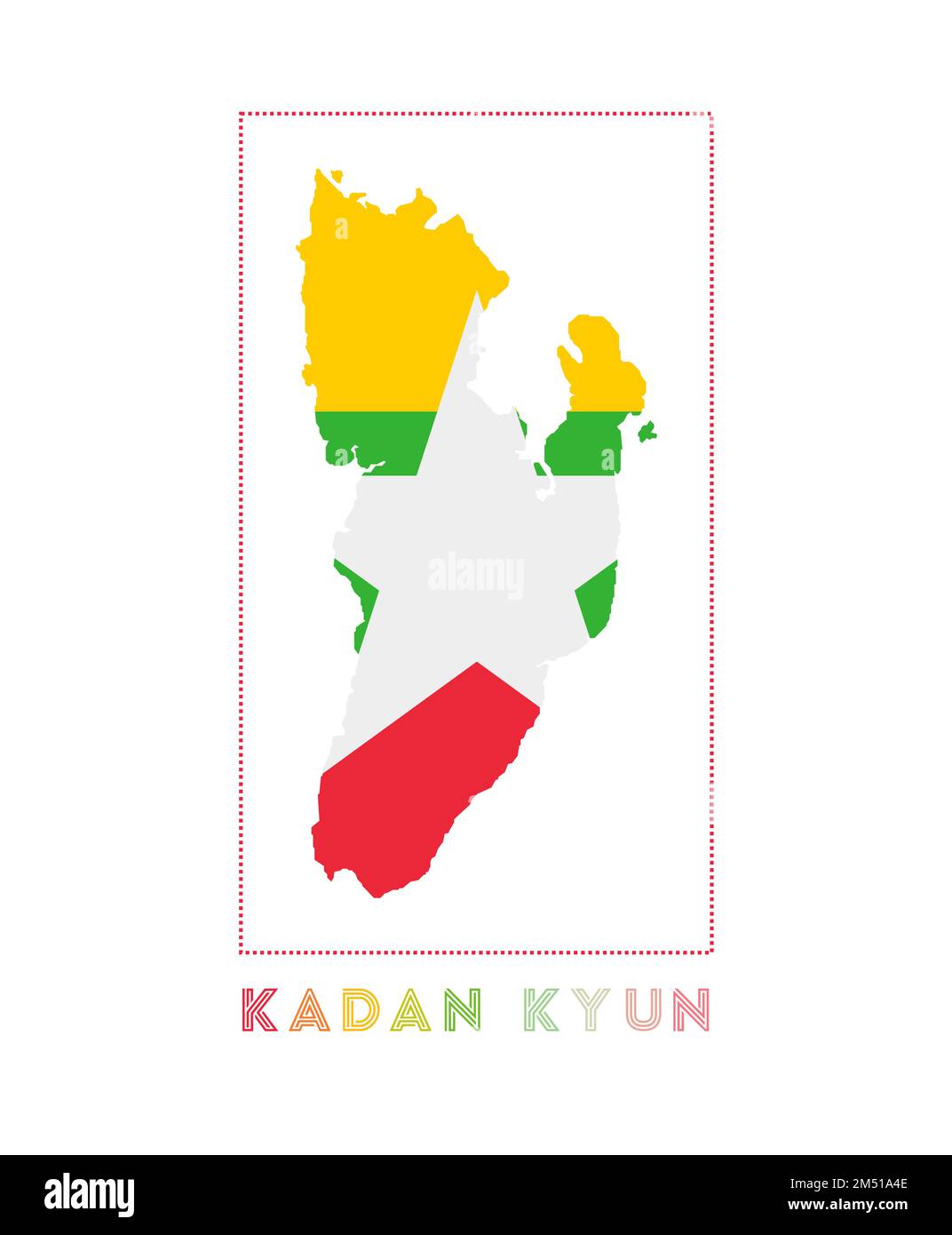 Kadan Kyun Logo. Map of Kadan Kyun with island name and flag. Classy ...