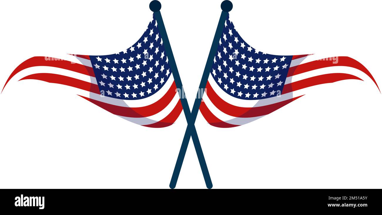 crossed american flags Stock Vector Image & Art - Alamy