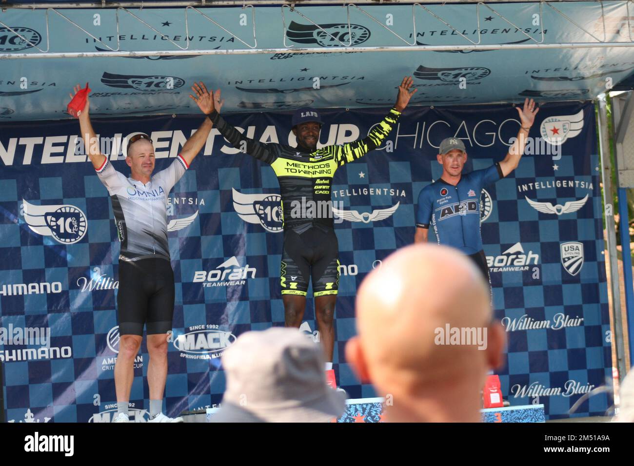 Men's winner's podium at the Lake Bluff Criterium 2022 during the ...