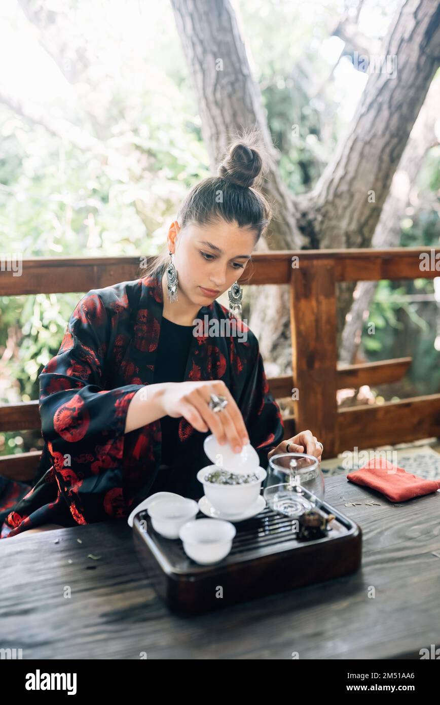 Process brewing tea woman steeping hi-res stock photography and images ...