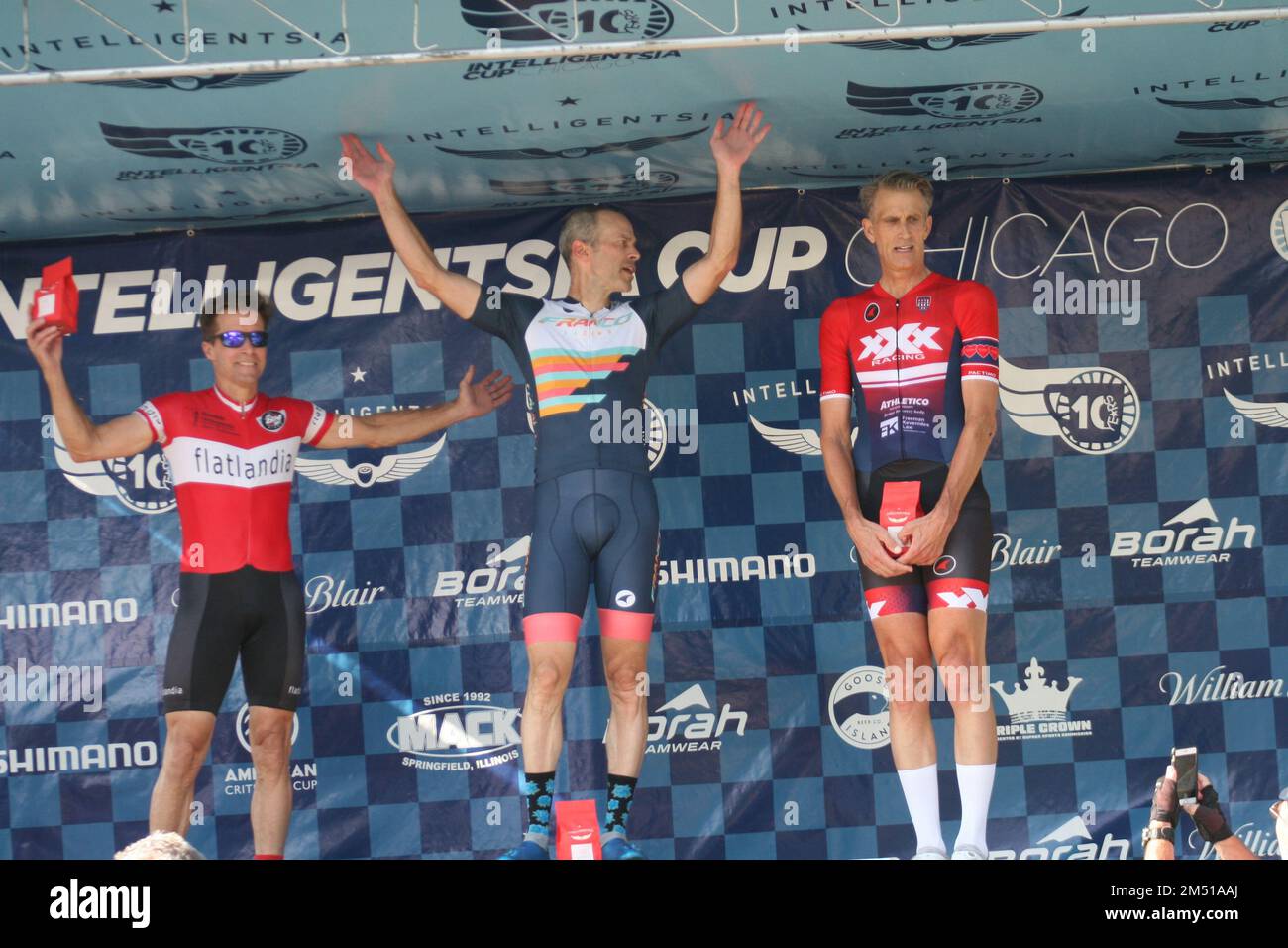 Men's winner's podium at the Lake Bluff Criterium 2022 during the ...