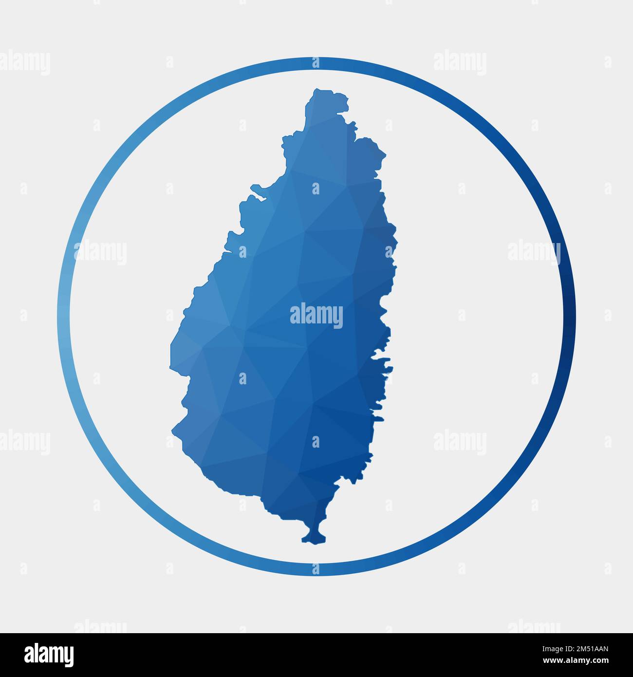 Saint Lucia icon. Polygonal map of the island in gradient ring. Round ...