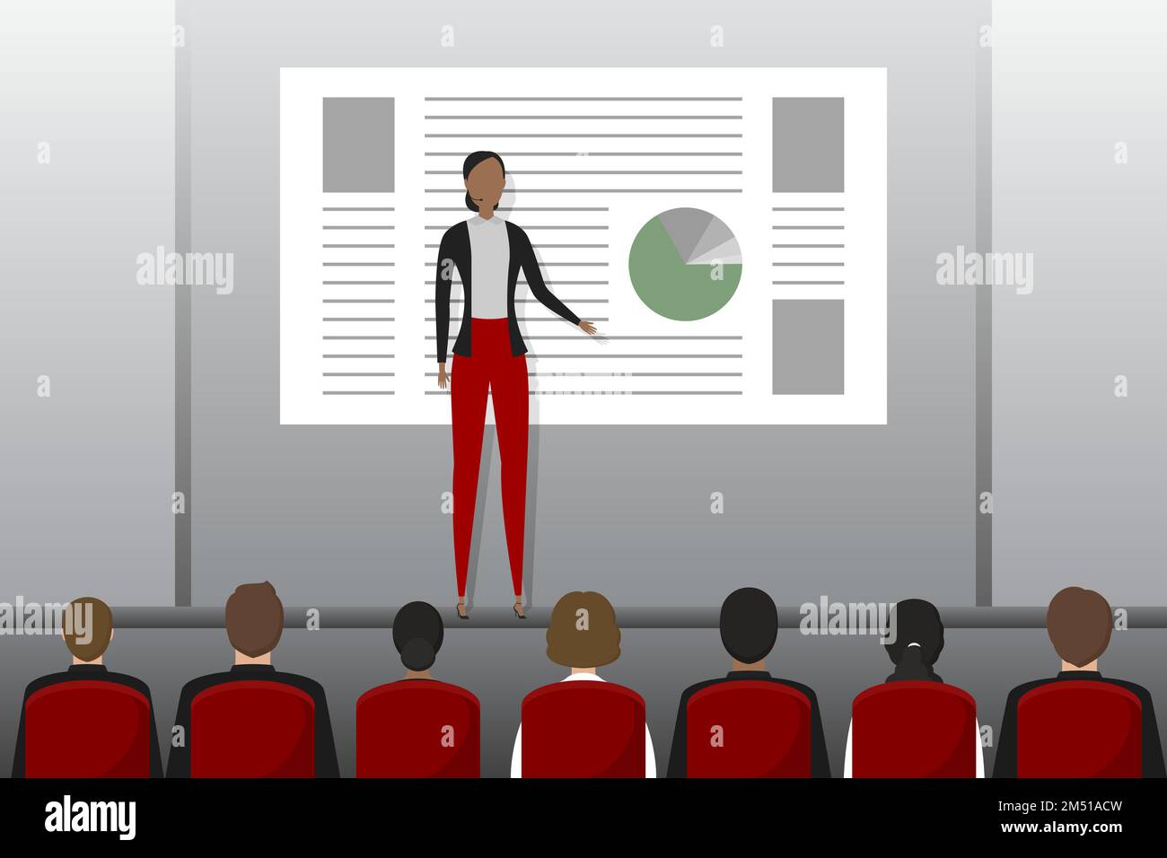 African woman giving business presentation. Vector illustration Stock ...