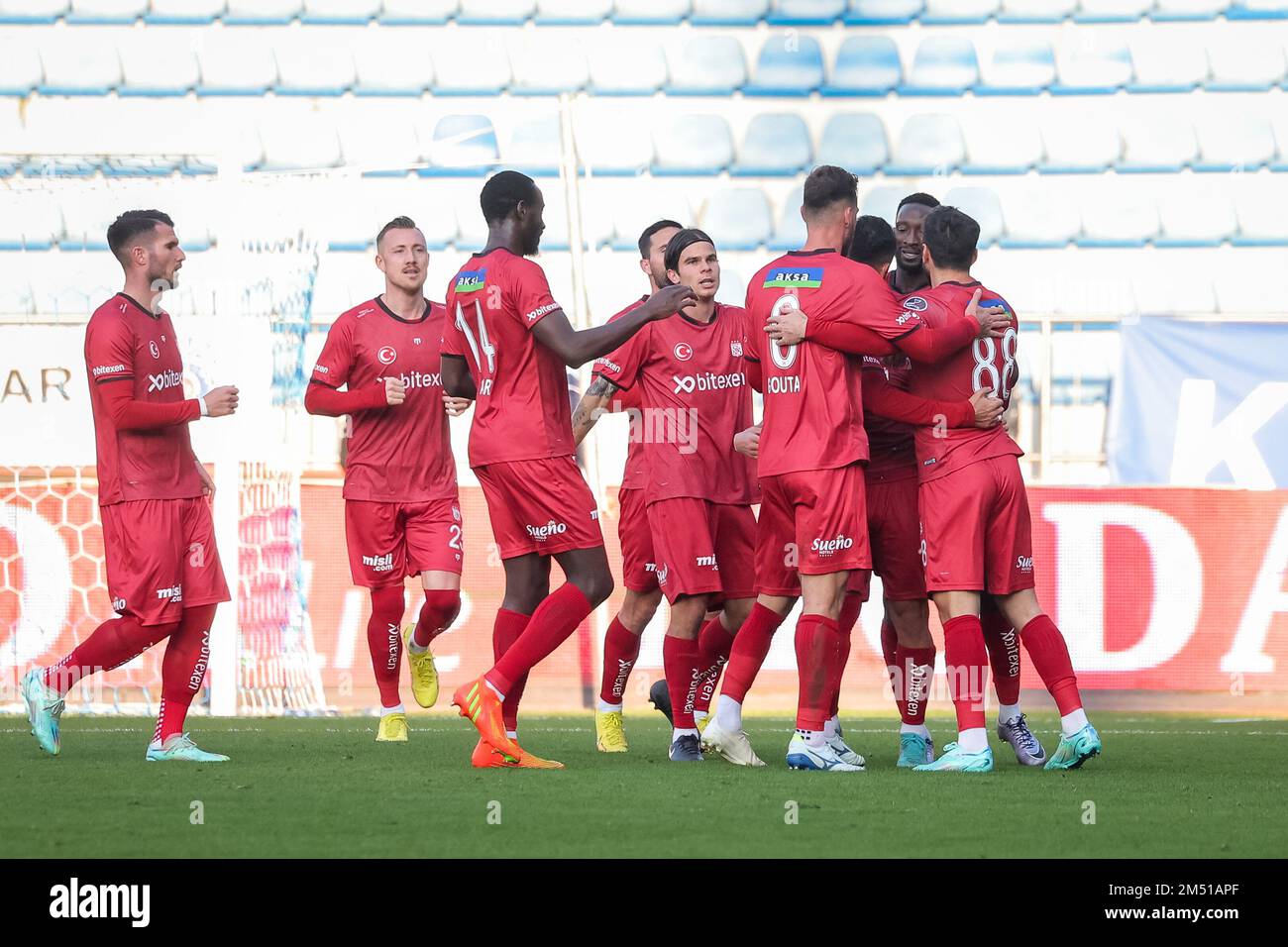 Istanbul, Turkey. 24 December 2022. Dia Saba of Sivasspor celebrates ...