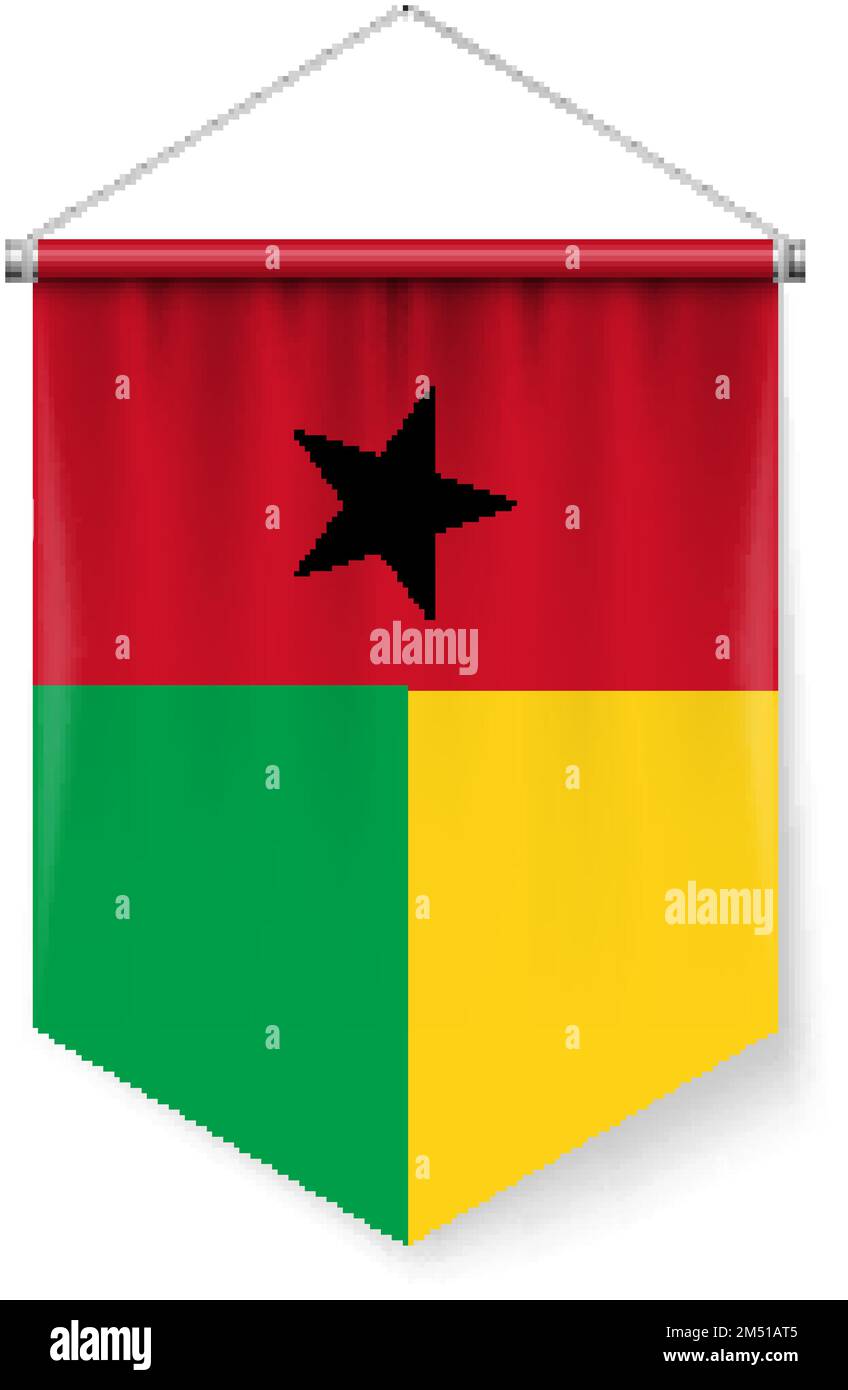 Vertical Pennant Flag of Guinea-Bissau as Icon on White with Shadow ...