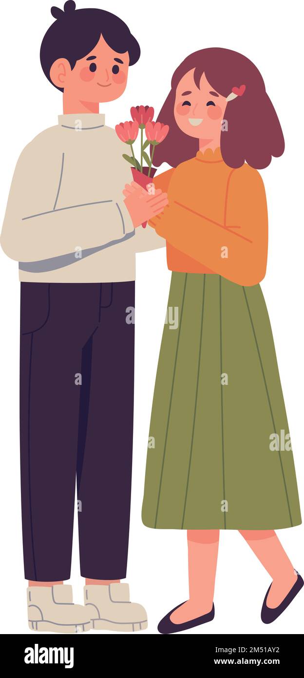 boyfriend giving flowers a girlfriend Stock Vector Image & Art - Alamy