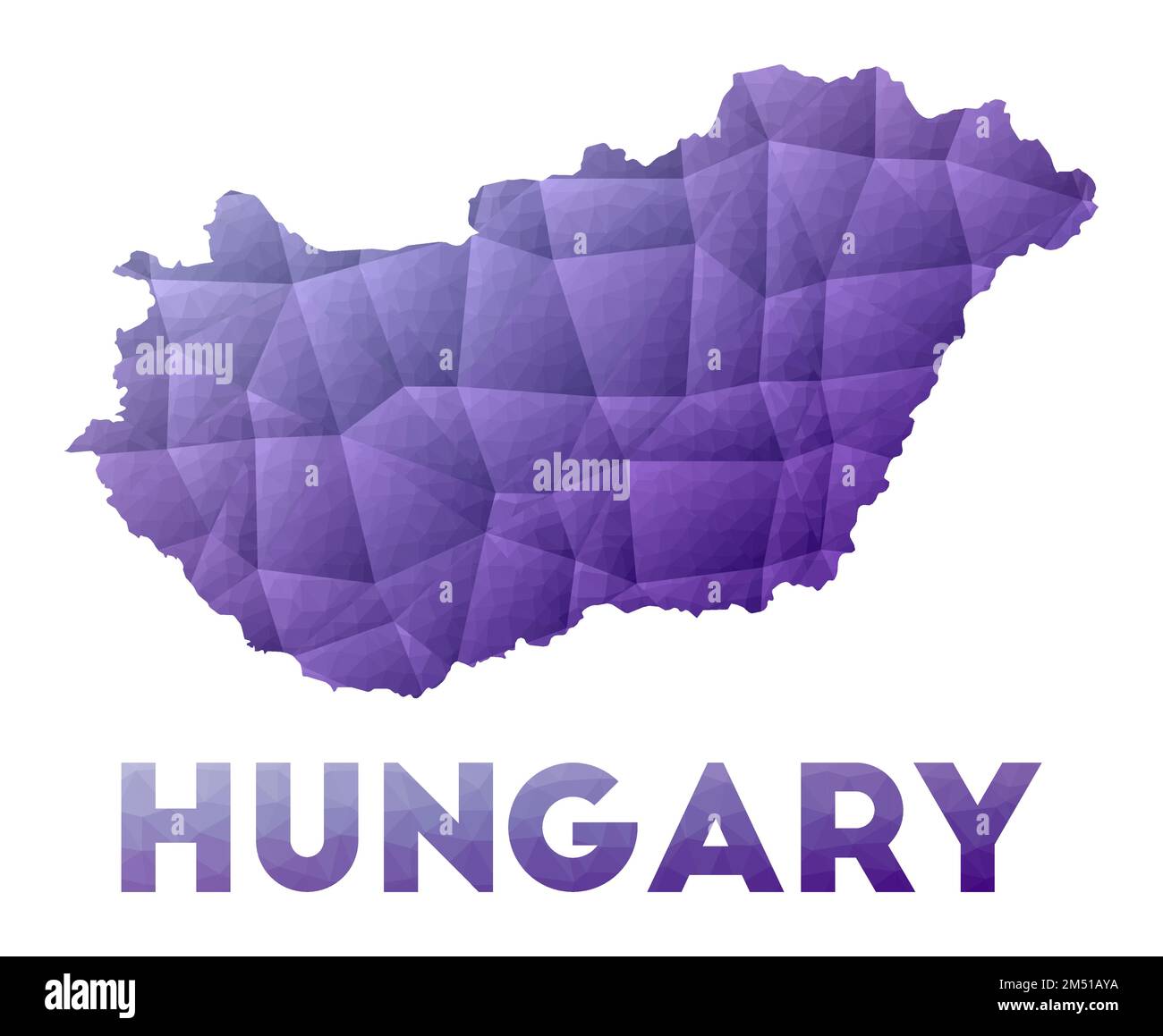 Map of Hungary. Low poly illustration of the country. Purple geometric ...