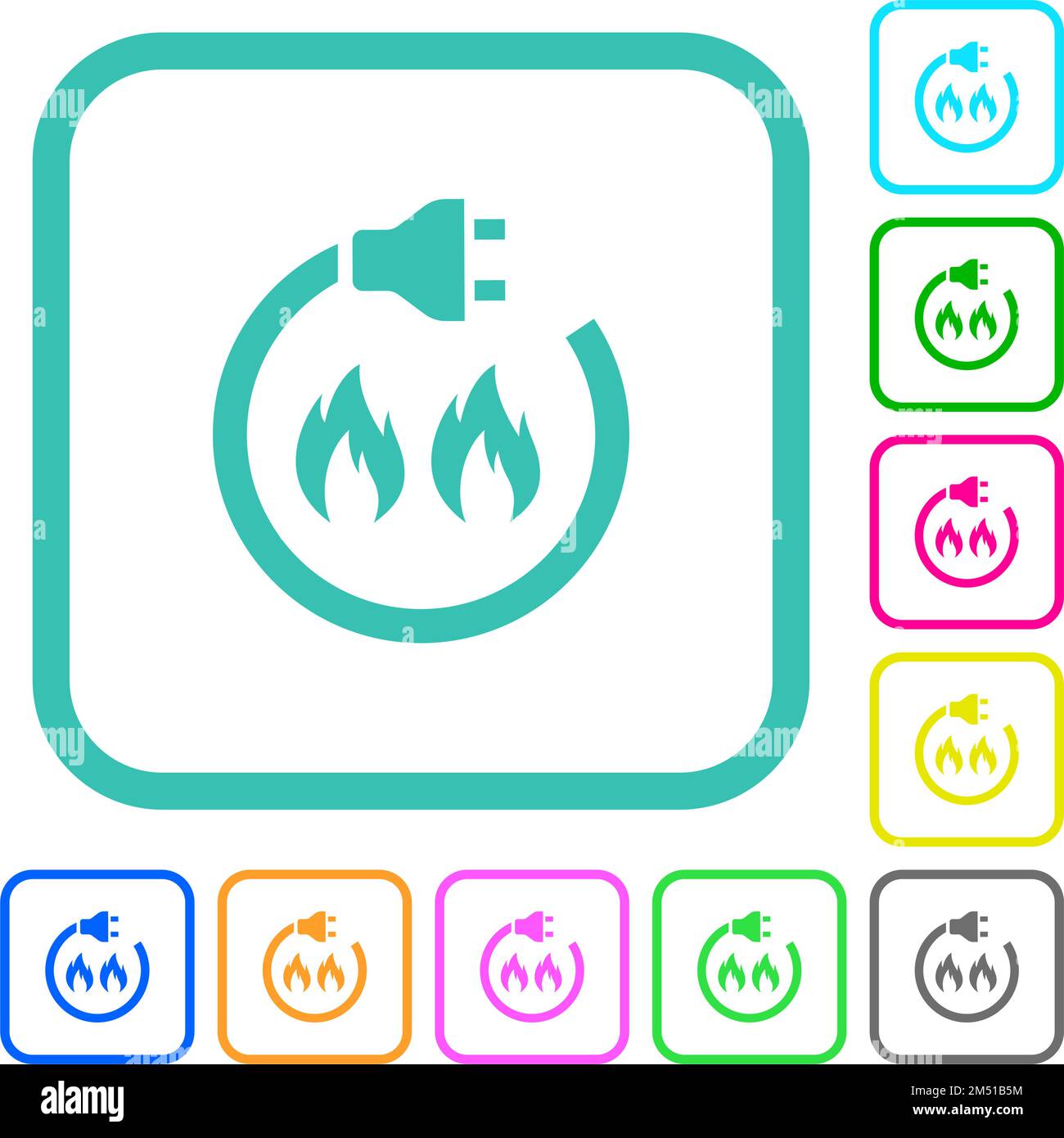 Gas energy vivid colored flat icons in curved borders on white ...