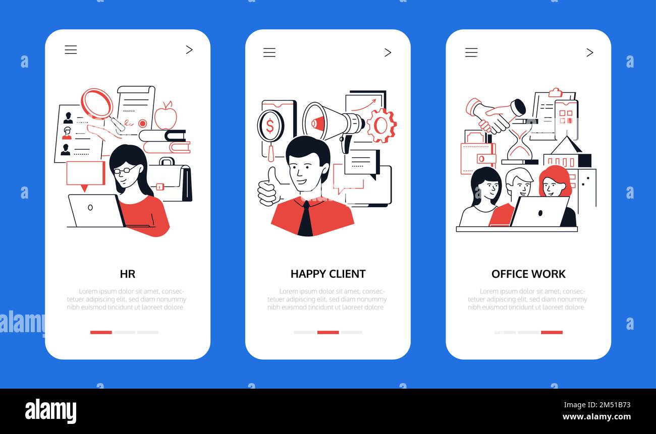 Office work and HR - line design style banners set Stock Vector Image ...