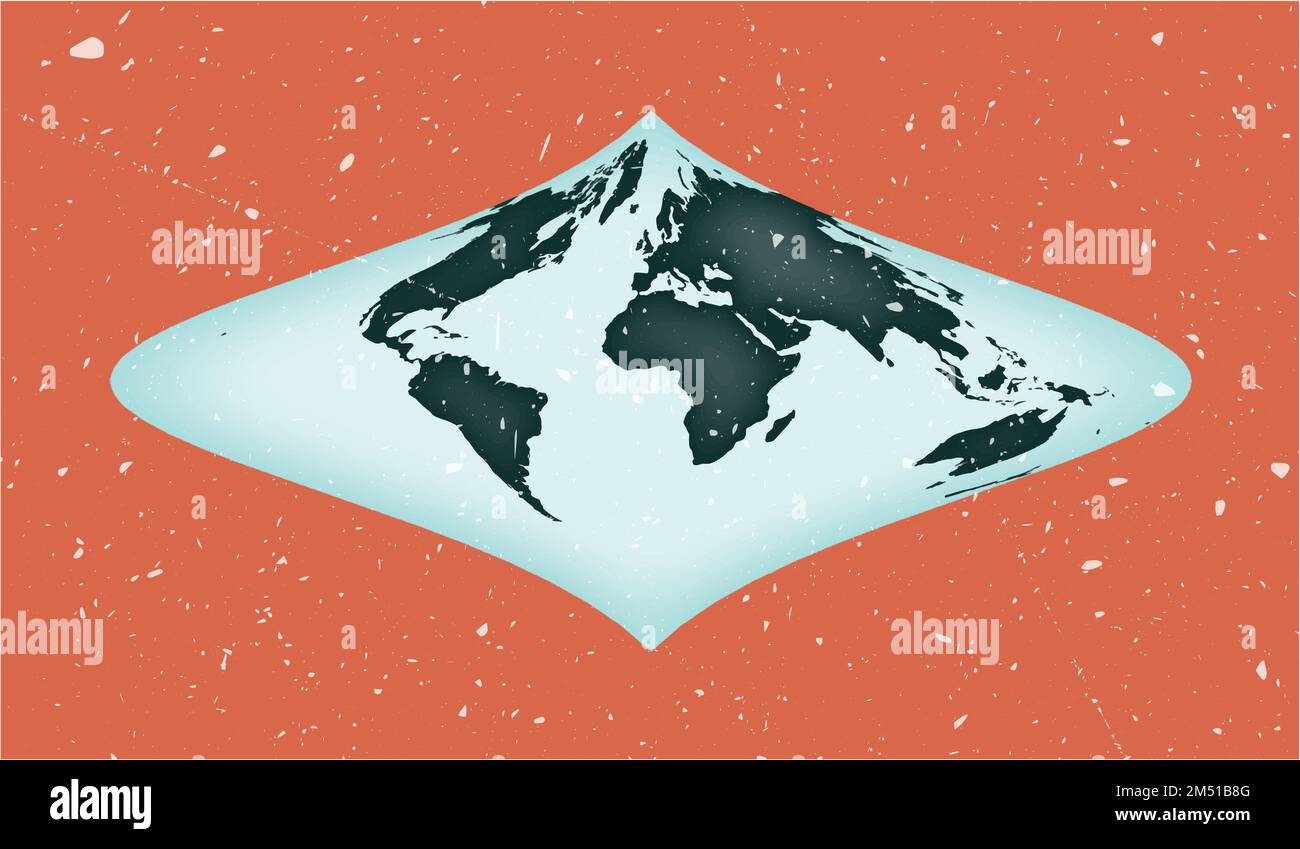 World Map Poster. Focaut's stereographic equivalent projection. Vintage ...