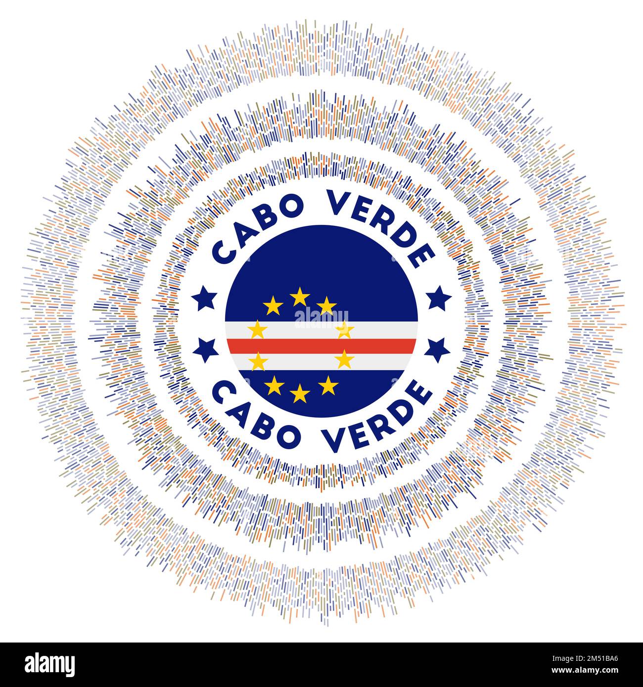 Cabo Verde symbol. Radiant country flag with colorful rays. Shiny ...