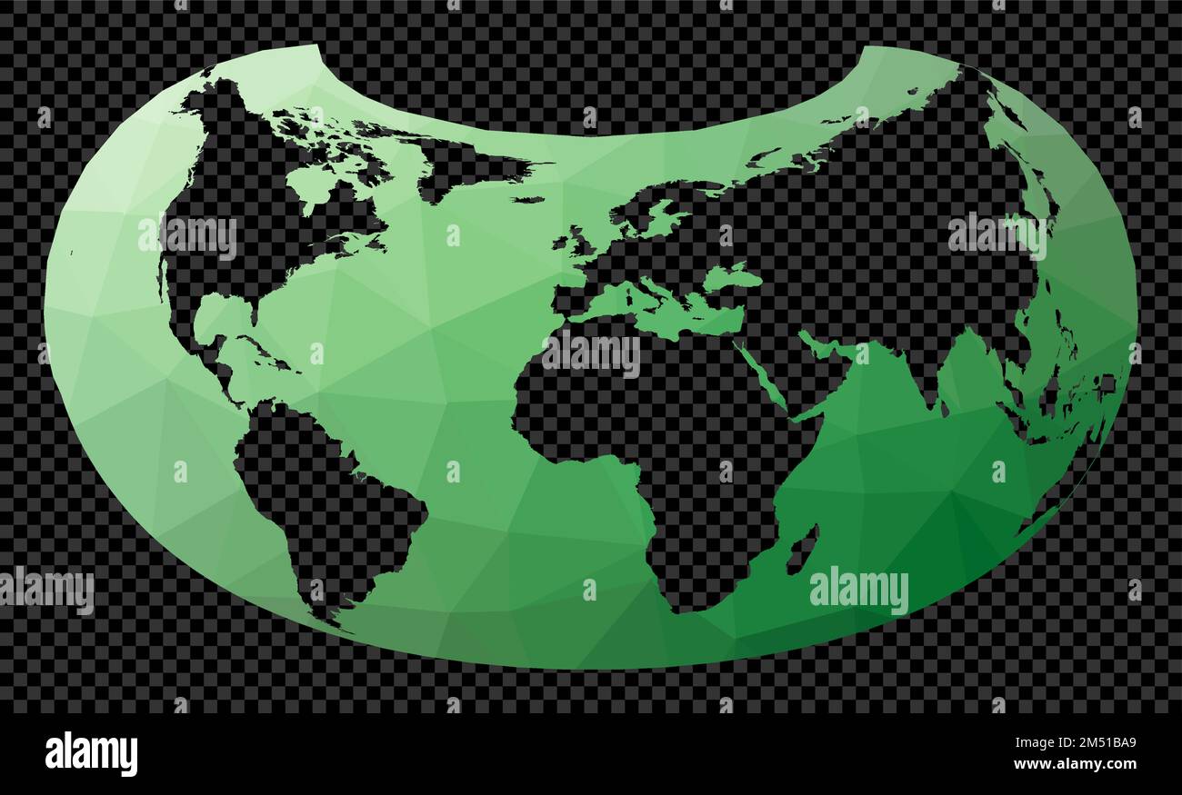 Abstract digital map of world. Armadillo projection. Polygonal map of ...